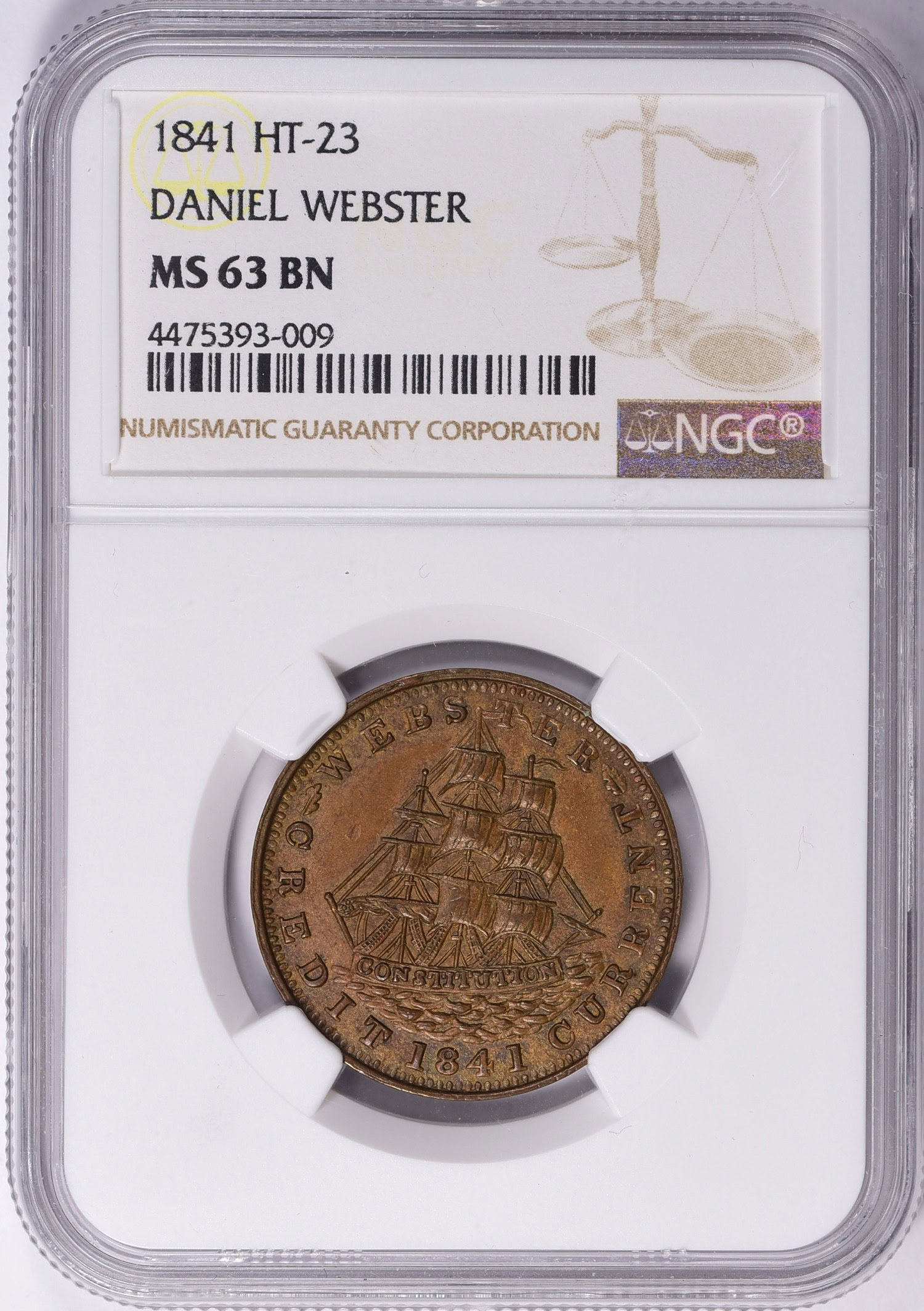 1841 Daniel Webster Hard Times Token HT-23 NGC MS-63 BN (Item 1281886 ...