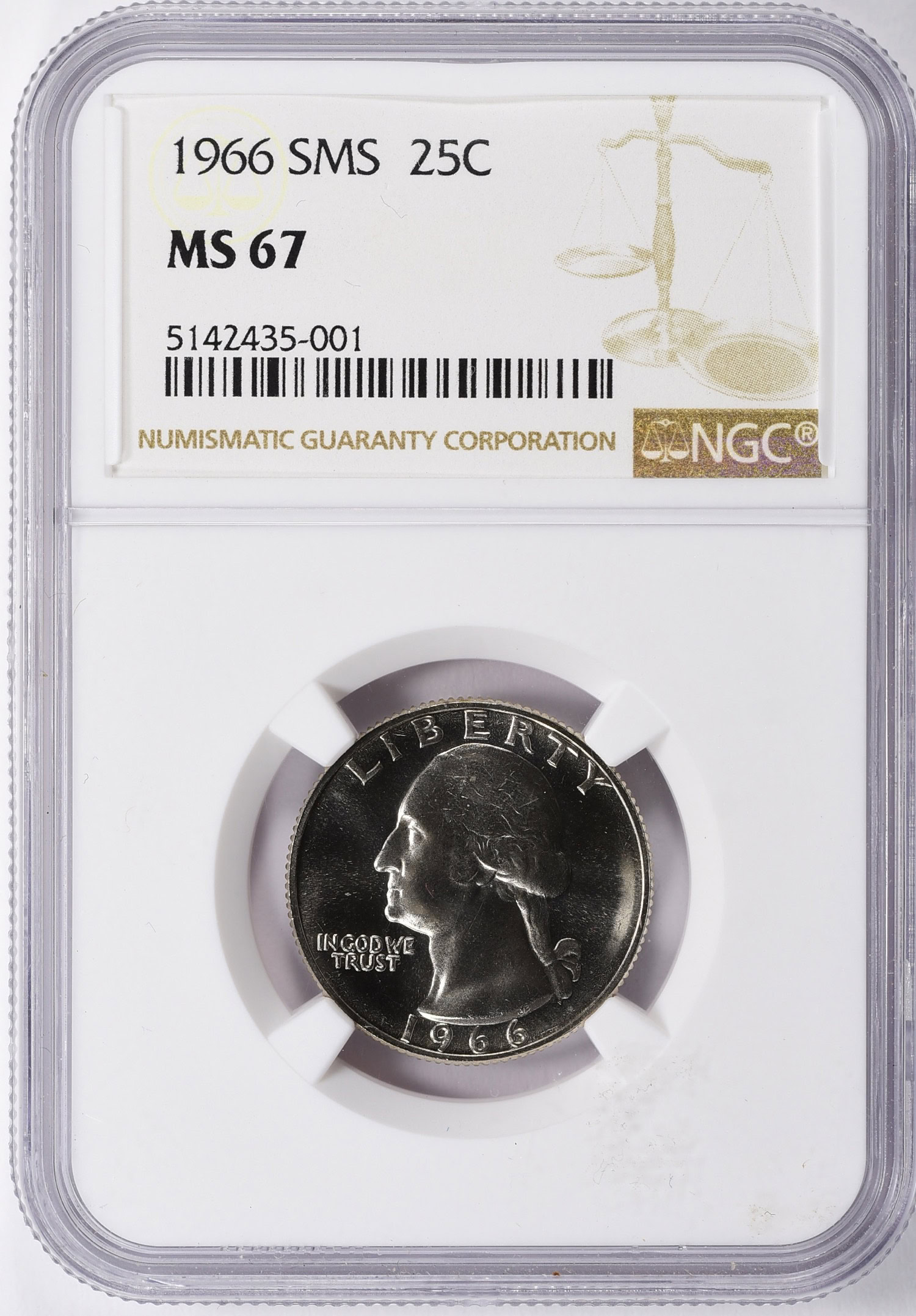 1966 Washington Quarter SMS NGC MS-67 (Item 1283432) | GreatCollections ...