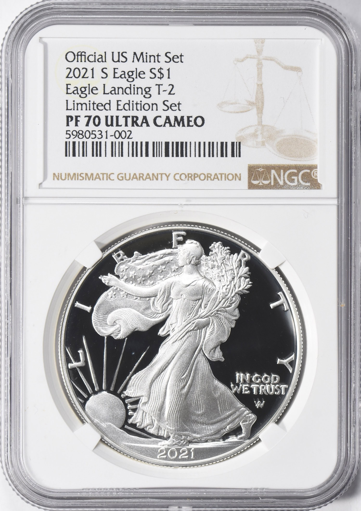 2021-S $1 Silver Eagle Type 2 (From the Limited Edition Set) NGC Proof-70 UC (Item 1286155 ...