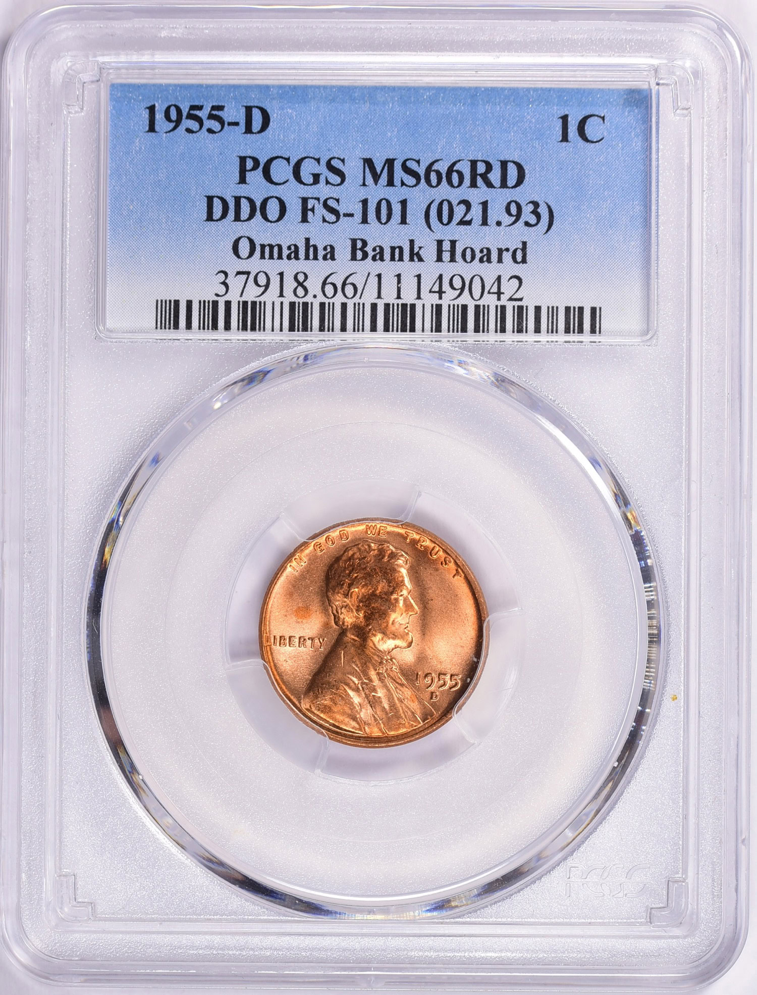 1955-D Lincoln Cent Doubled Die Obverse FS-101 (021.93) PCGS MS-66 RD ...