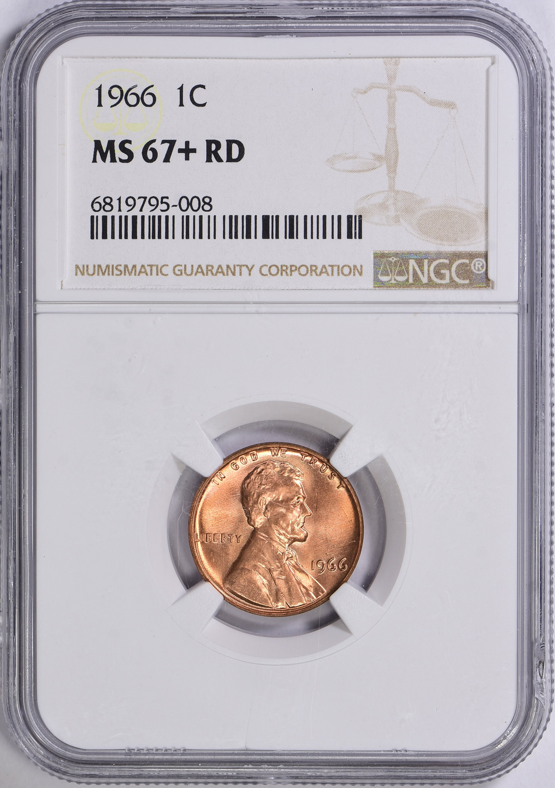 1966 Lincoln Cent NGC MS-67+ RD (Item 1286884) | GreatCollections Coin ...