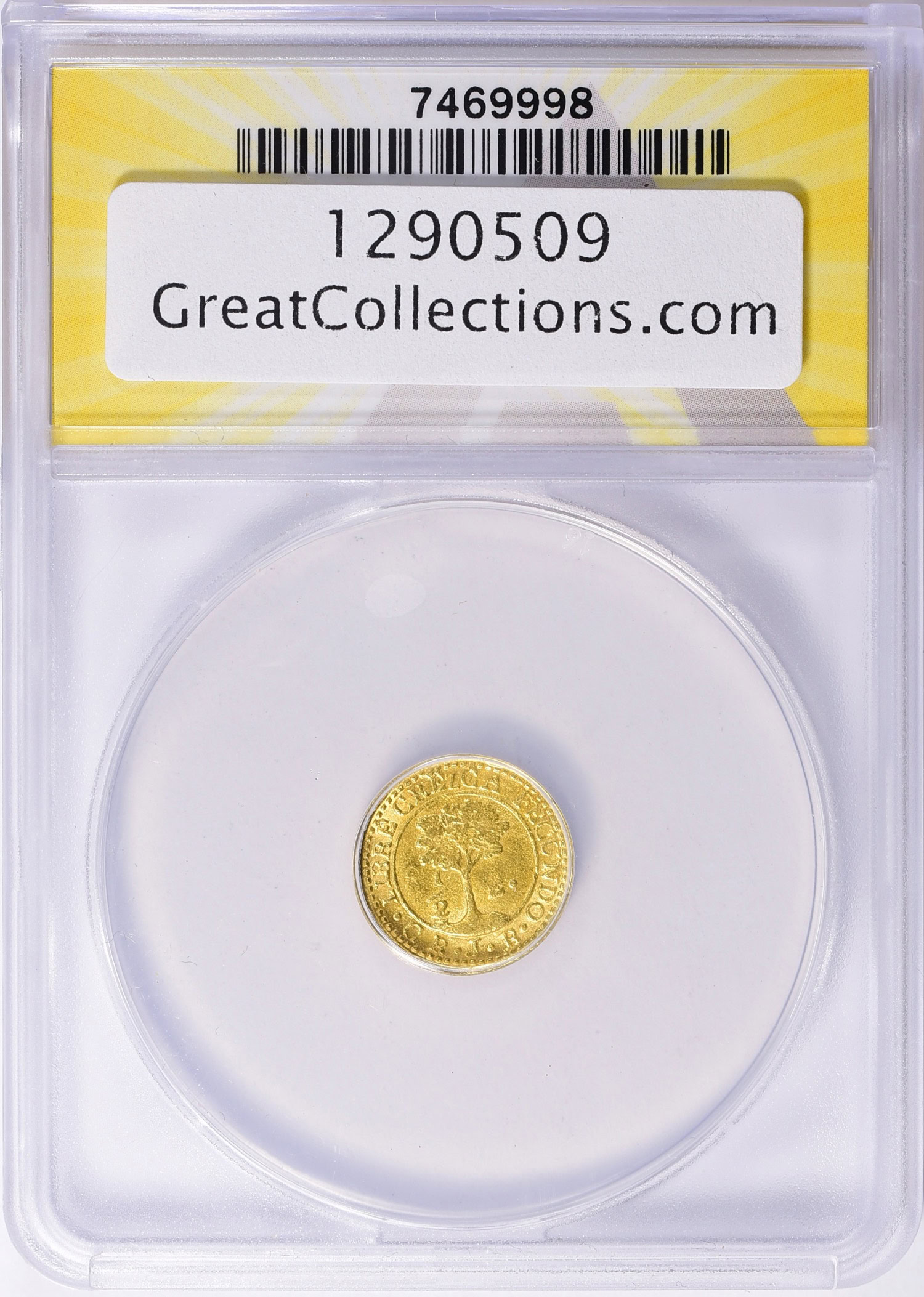 Central American Republic 1847-CR JB Gold 1/2 Escudo KM-13.1 ANACS AU ...