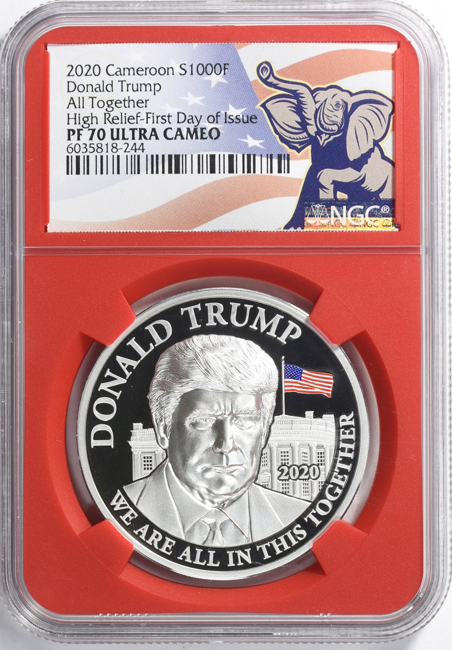 Cameroon 2020 Silver 1,000 Francs Donald Trump All Together High Relief ...