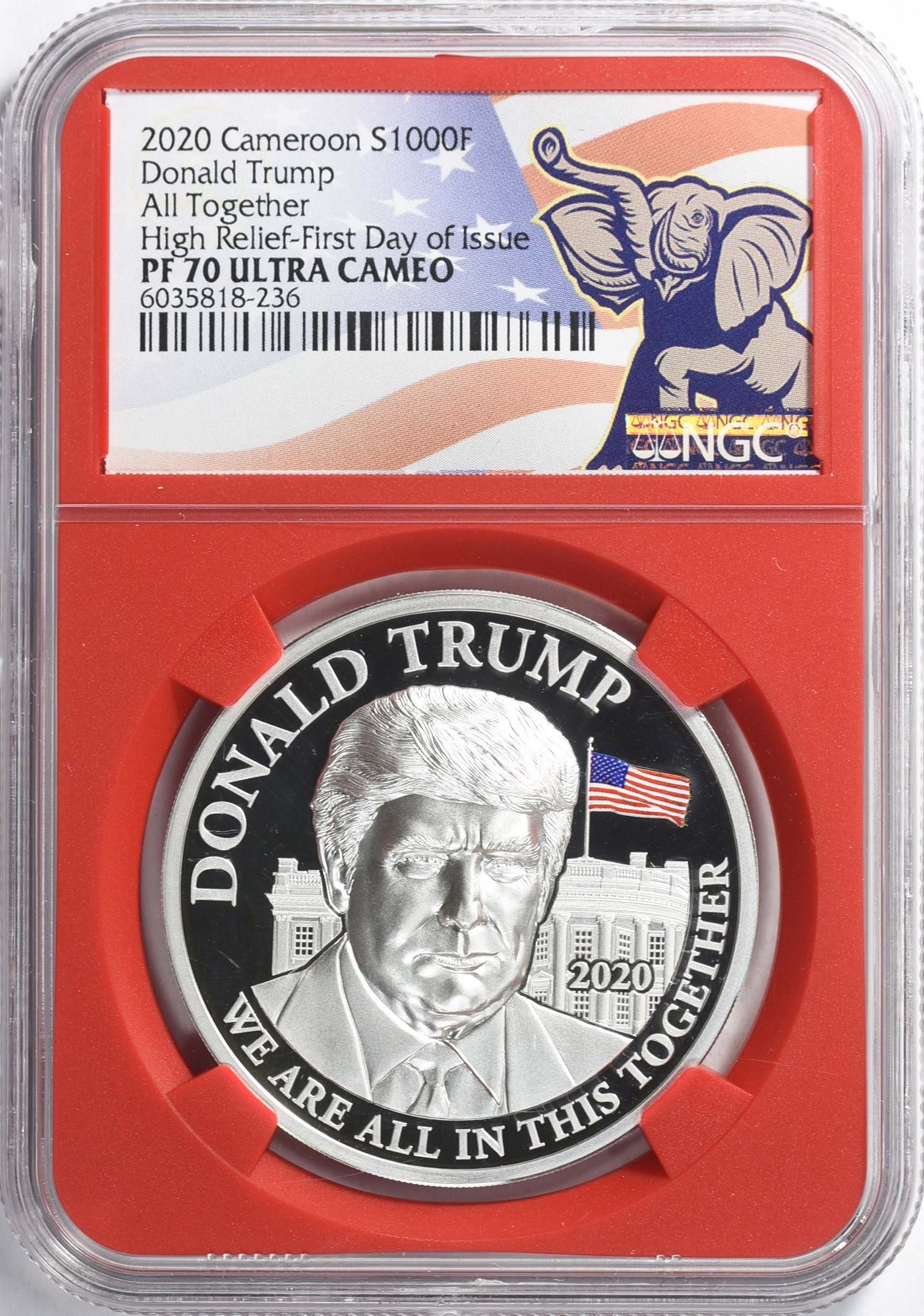 Cameroon 2020 Silver 1,000 Francs Donald Trump All Together High Relief ...