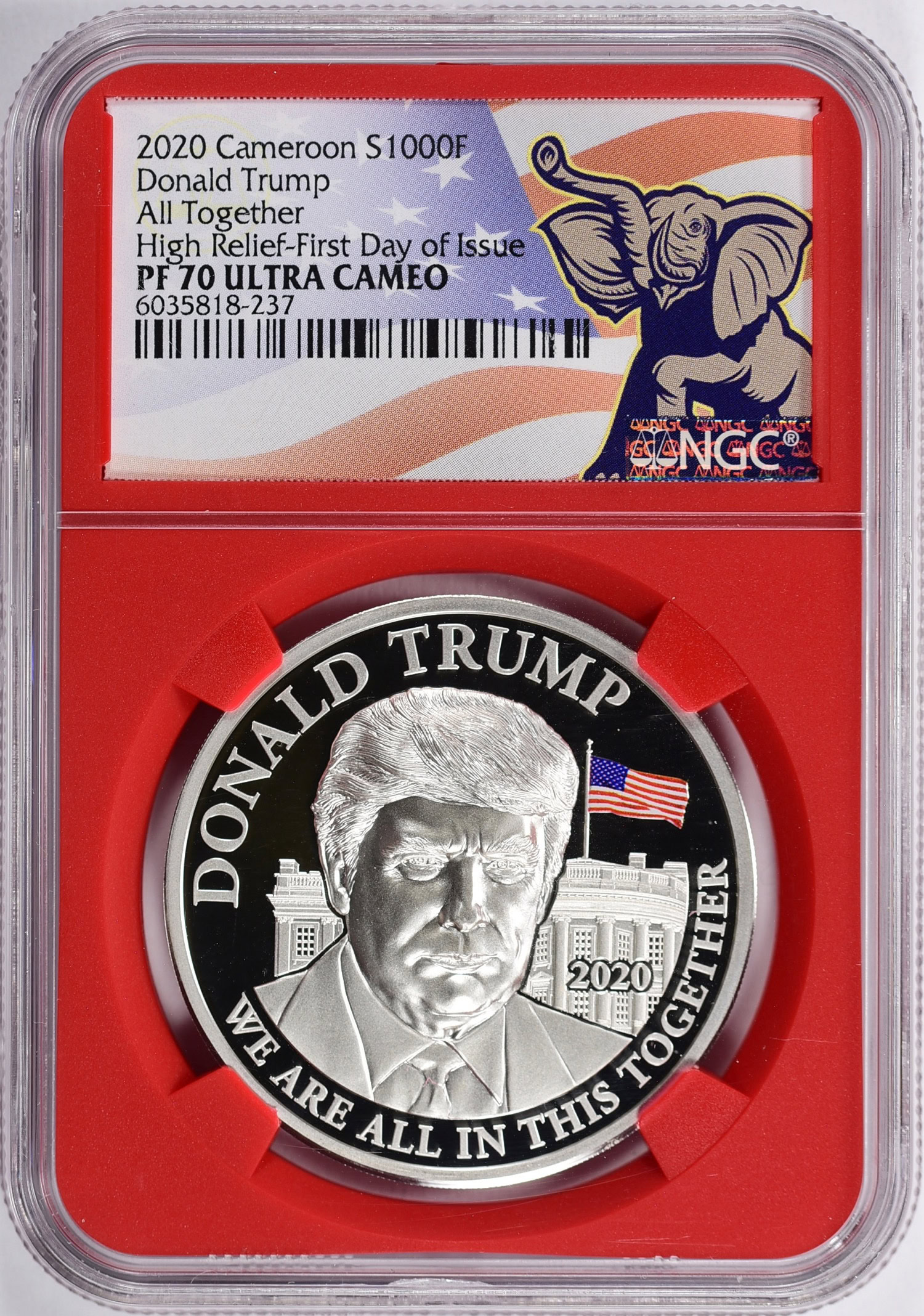 Cameroon 2020 Silver 1,000 Francs Donald Trump All Together High Relief ...