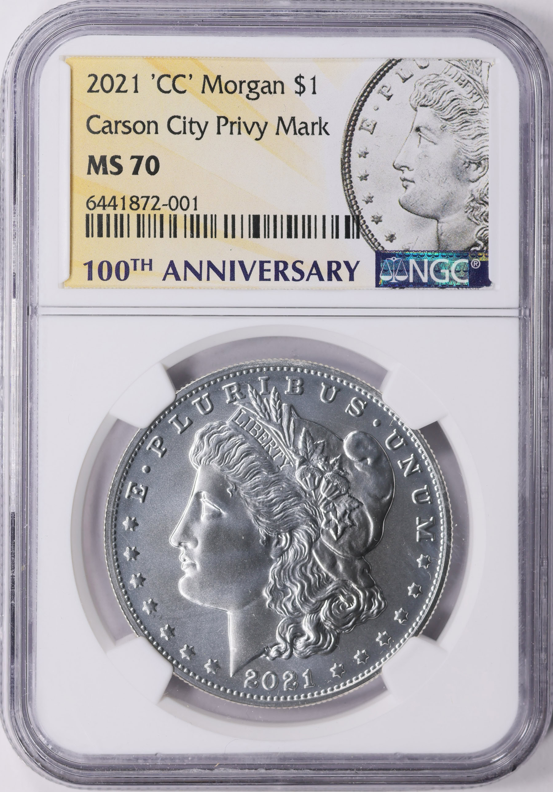 2021-CC Morgan Silver Dollar CC Privy 100th Anniversary NGC MS-70 ...