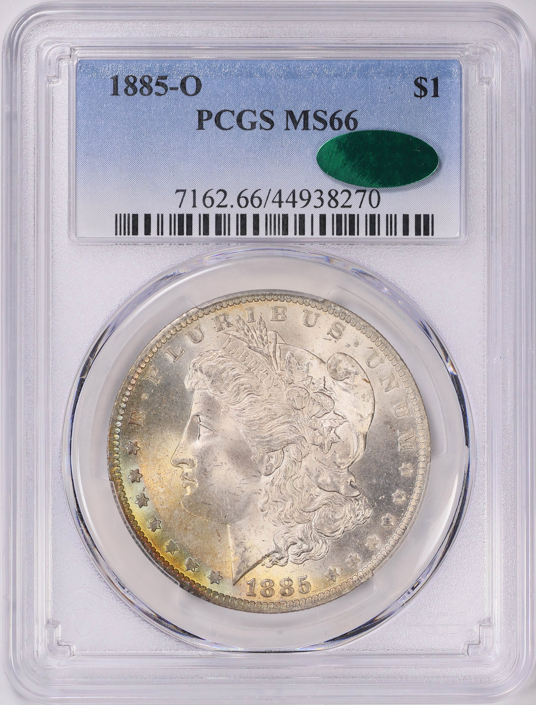 1885-O Morgan Silver Dollar PCGS MS-66 (CAC Green) (Toned) (Item 1292356) | GreatCollections ...