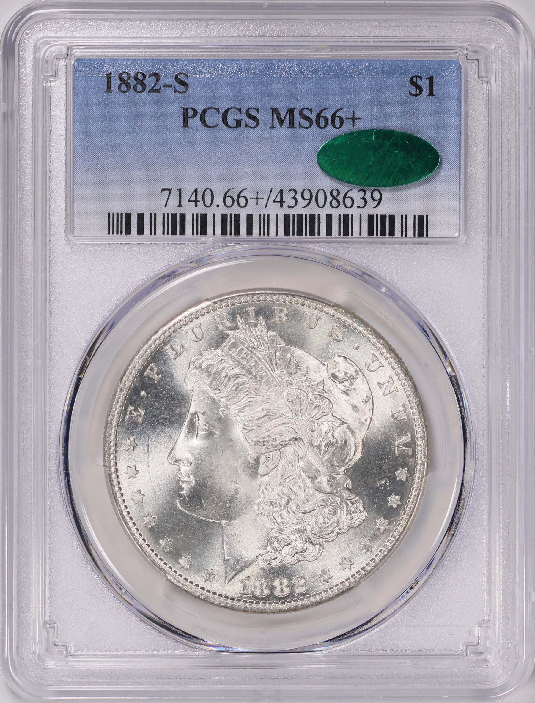 1882-S Morgan Silver Dollar PCGS MS-66+ (CAC Green) (Item 1292443) | GreatCollections Coin Auctions