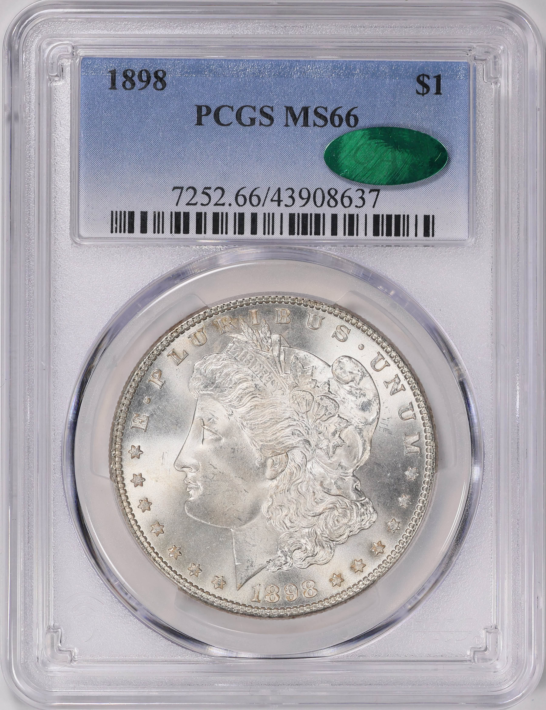 1898 Morgan Silver Dollar PCGS MS-66 (CAC Green) (Item 1292447) | GreatCollections Coin Auctions