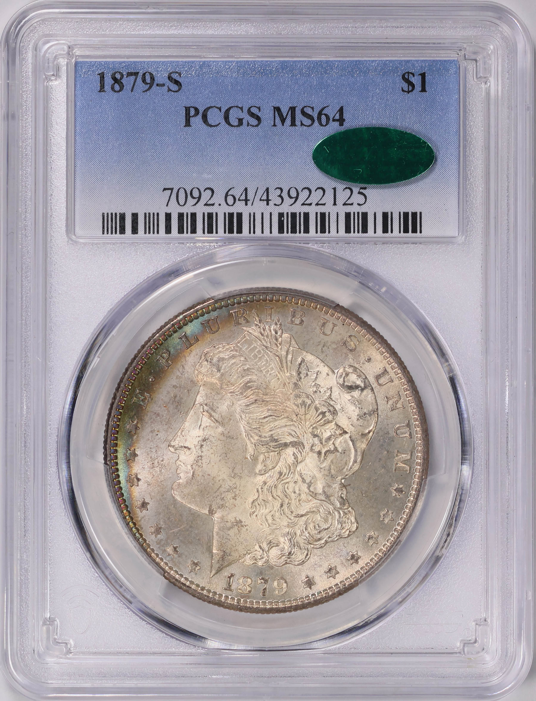1879-S Morgan Silver Dollar PCGS MS-64 (CAC Green) (Toned) (Item 1292583) | GreatCollections ...