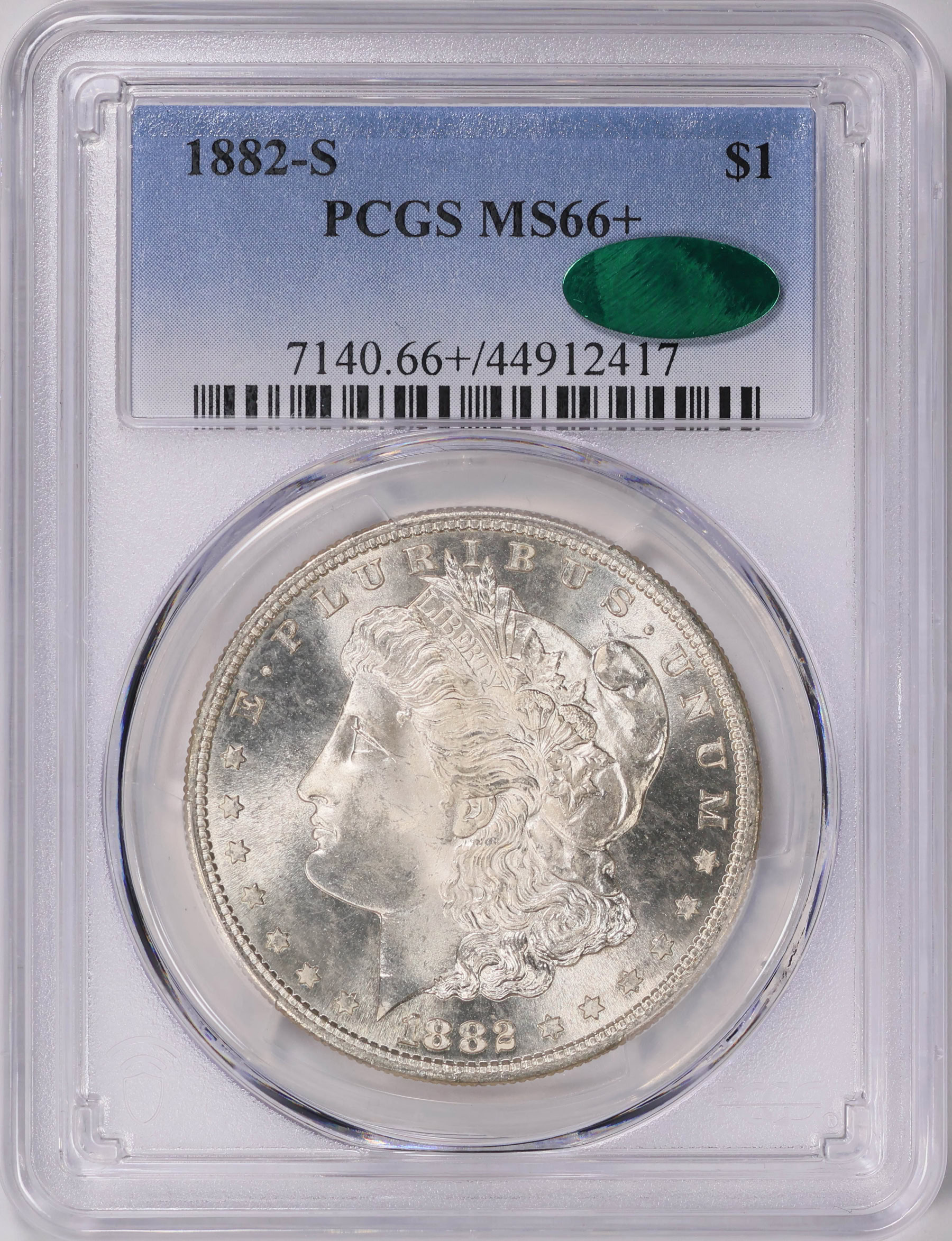 1882-S Morgan Silver Dollar PCGS MS-66+ (CAC Green) (Item 1292587) | GreatCollections Coin Auctions