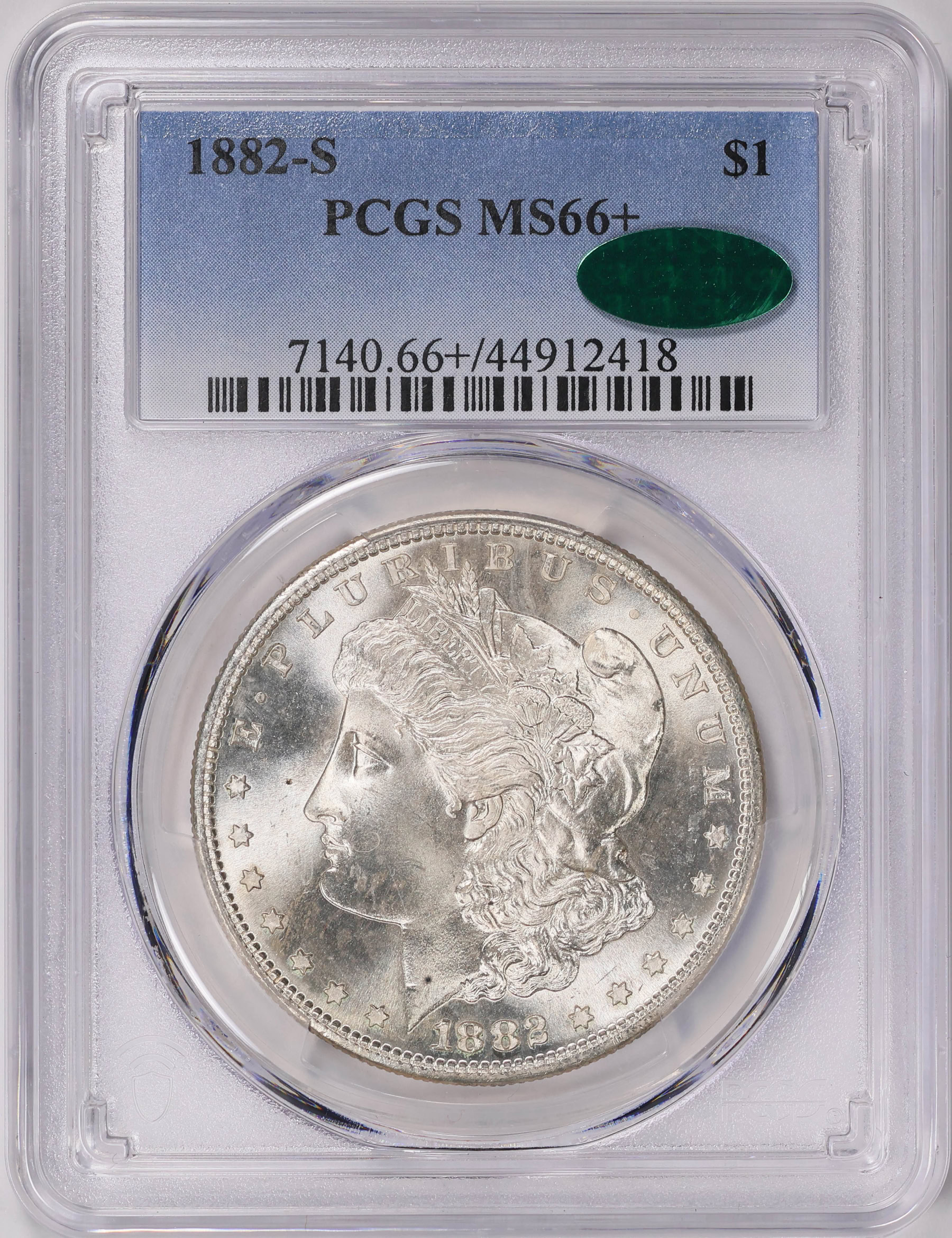 1882-S Morgan Silver Dollar PCGS MS-66+ (CAC Green) (Item 1292639) | GreatCollections Coin Auctions