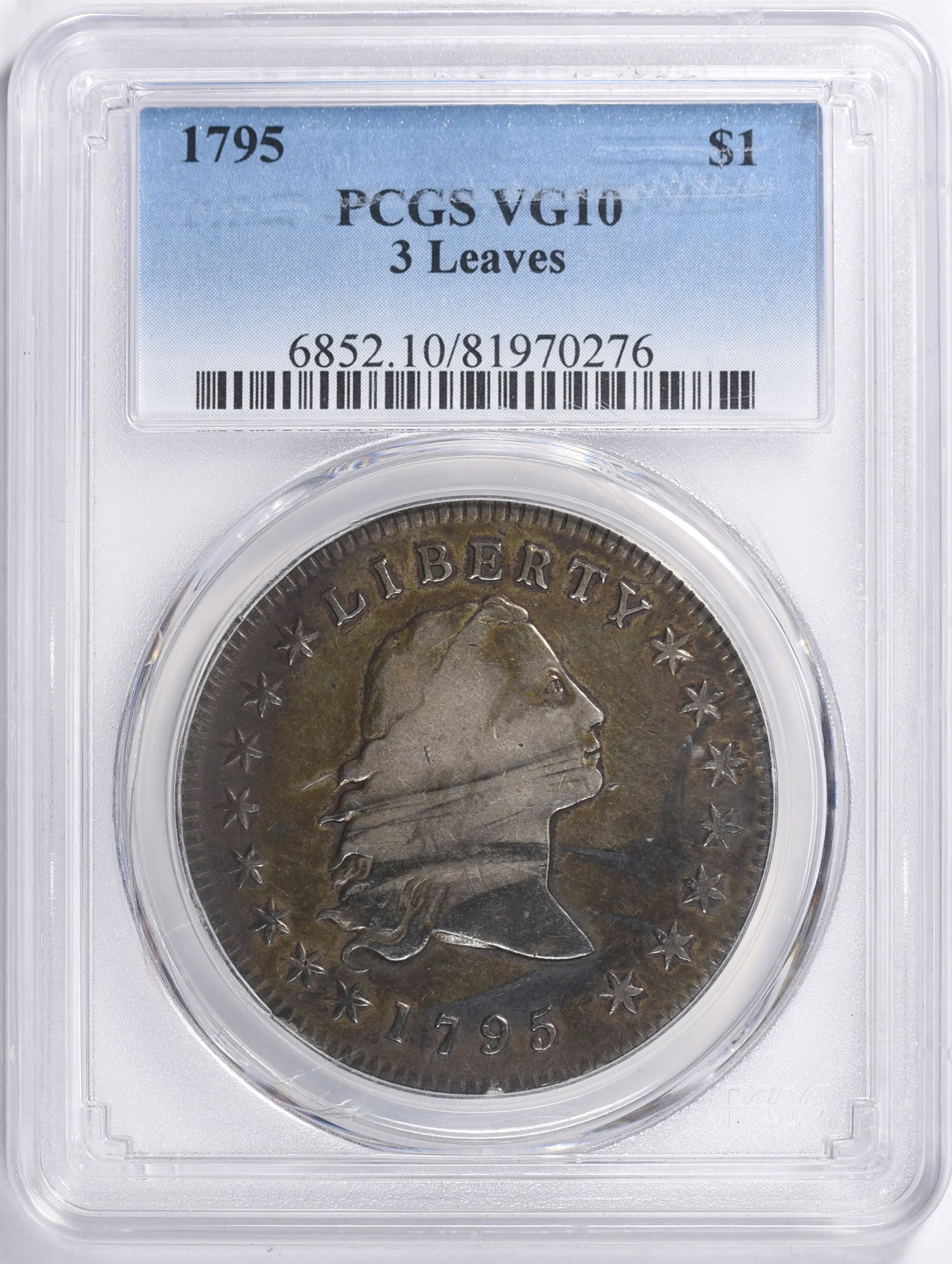 1795 Flowing Hair Silver Dollar 3 Leaves PCGS VG-10 (Item 1292950) | GreatCollections Coin Auctions