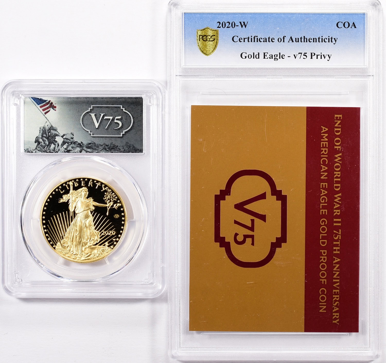 2020-W $50 One-Ounce Gold American Eagle V75 Privy 1 of 1945 Struck ...