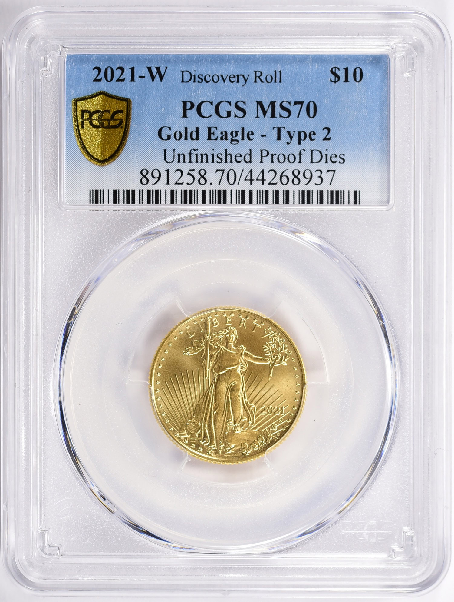 2021-W $10 Quarter-Ounce Gold American Eagle Type 2 Unfinished Proof Dies (From Discovery Roll ...