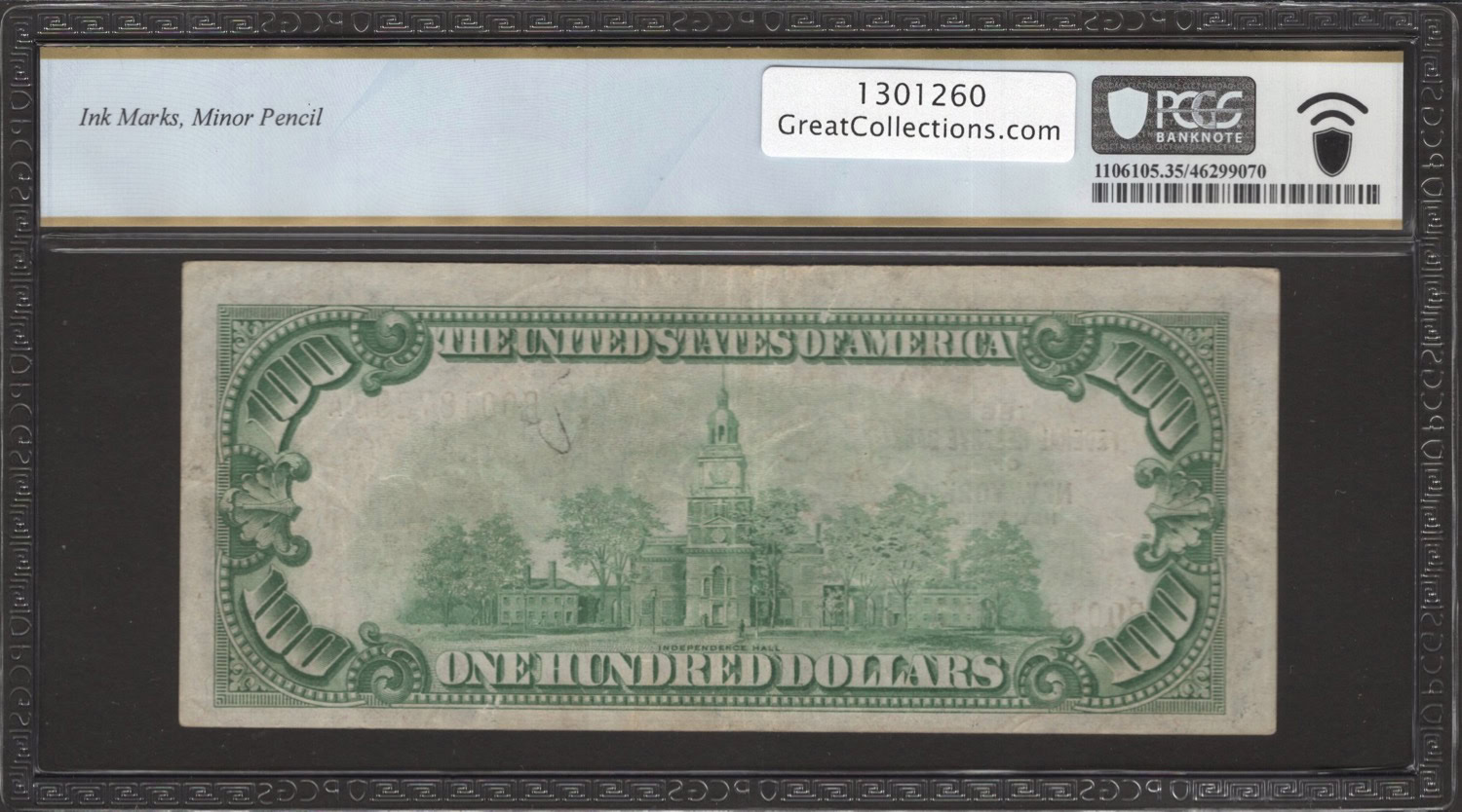 Fr. 1890-B (BA Block) 1929 $100 New York Federal Reserve Bank Note ...