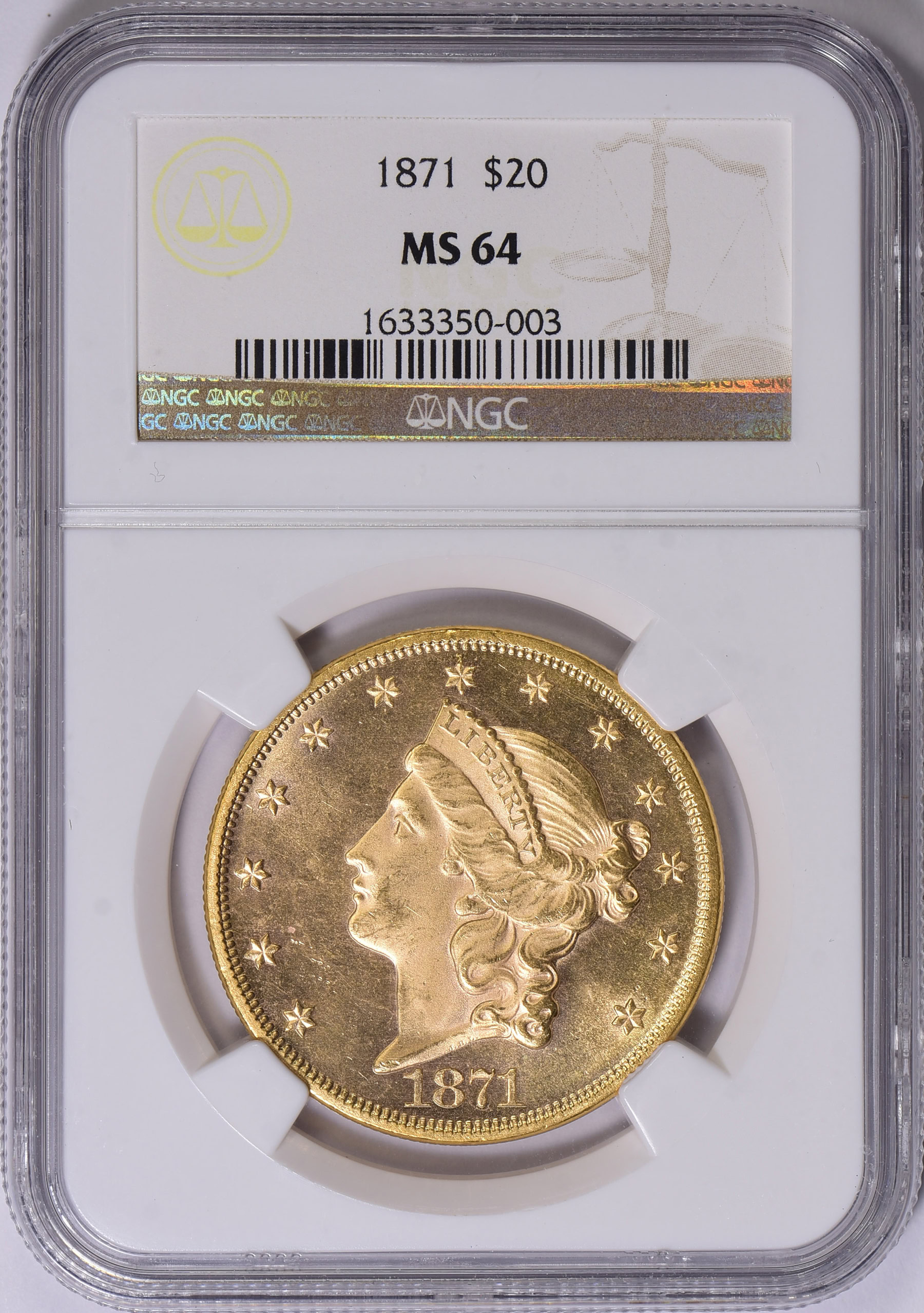 1871 Liberty Gold Double Eagle NGC MS-64 (Item 1304484 ...