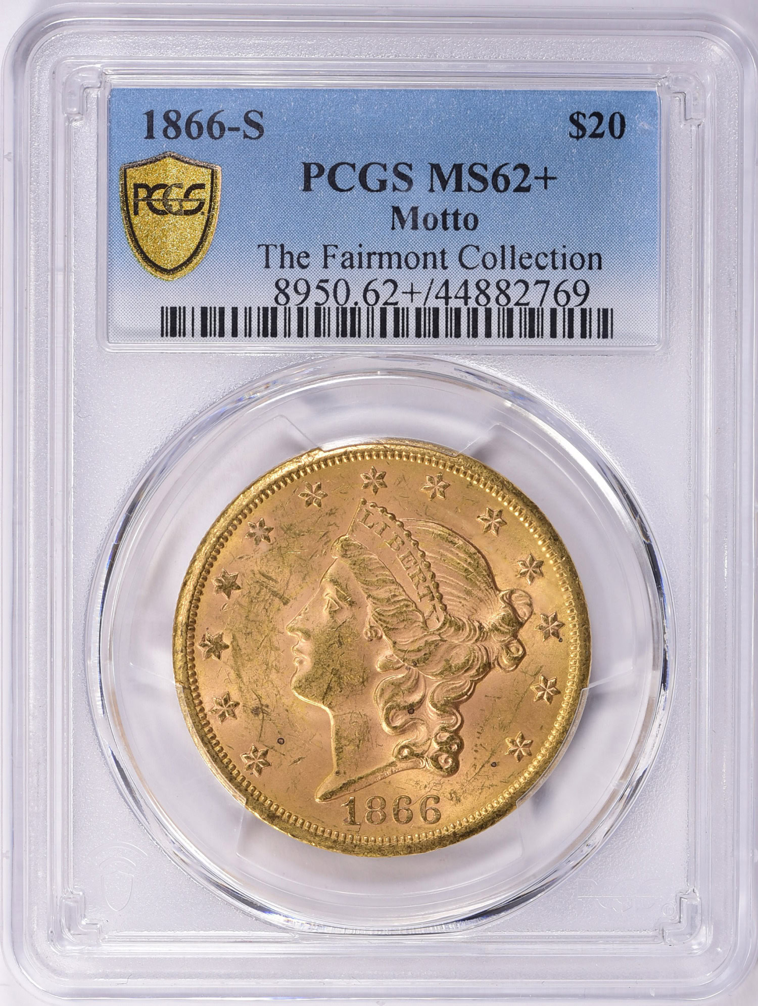 1866-S Liberty Gold Double Eagle Motto PCGS MS-62+ (The Fairmont Collection) (Item 1304519 ...