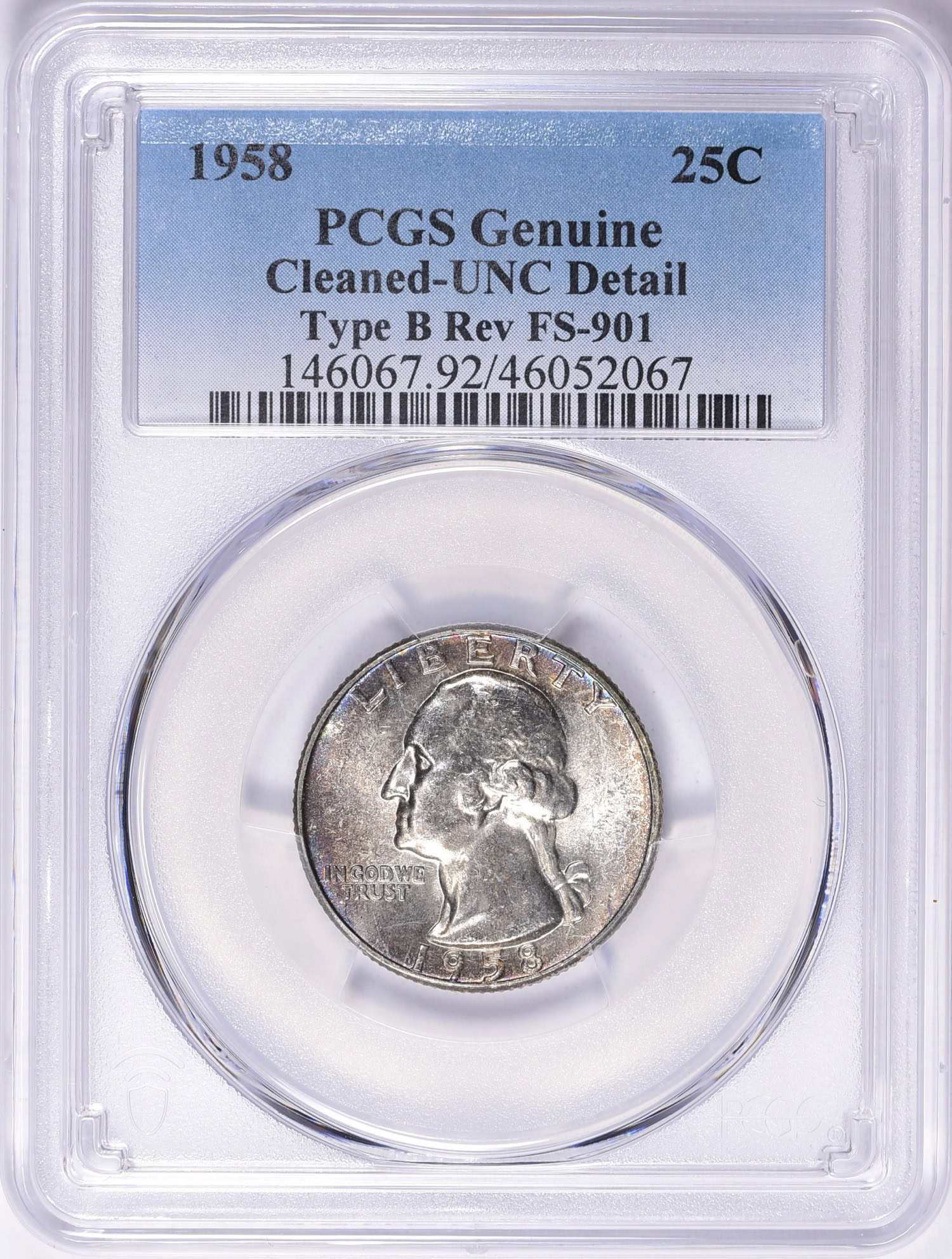 1958 Washington Quarter Type B Rev FS-901 PCGS Genuine Unc Details (Item 1304680 ...