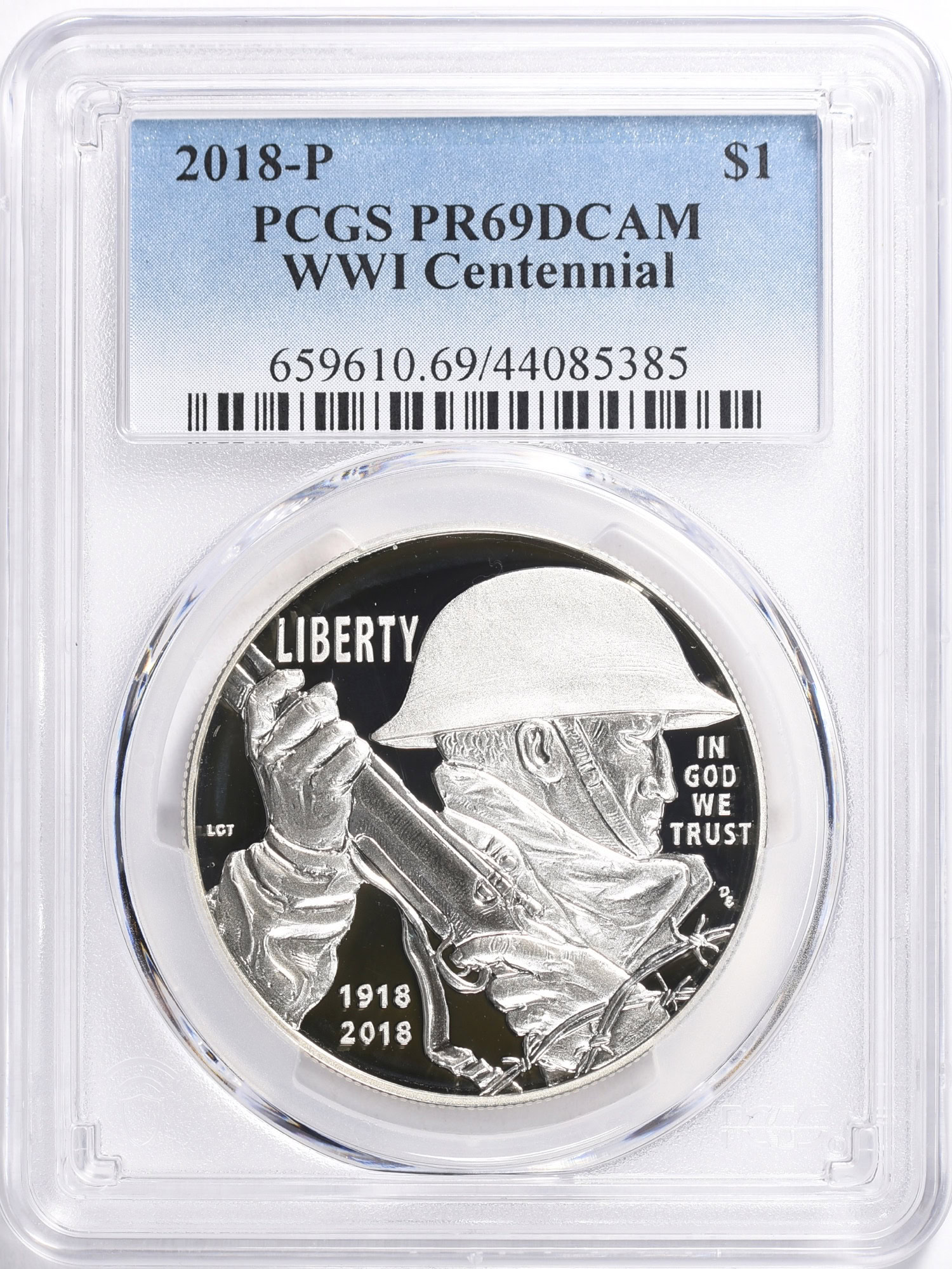 2018-P World War I WWI Centennial Silver Dollar PCGS Proof-69 DCAM ...
