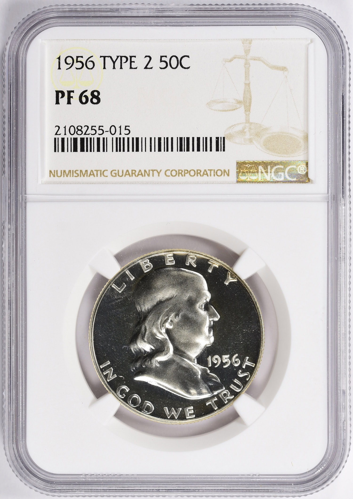 1956 Franklin Half Dollar Type 2 NGC Proof-68 (Toned) (Item 1307304) | GreatCollections Coin ...