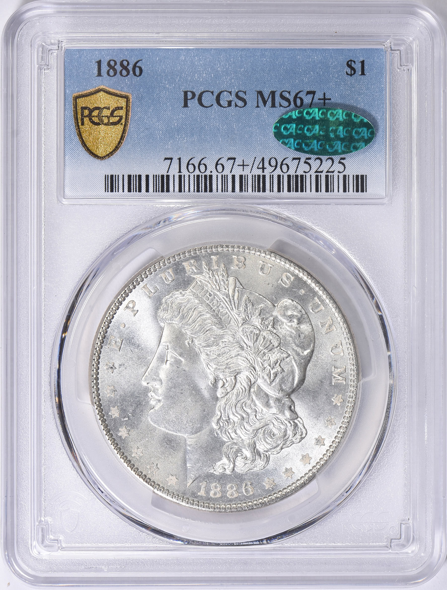 1886 Morgan Silver Dollar PCGS MS-67+ (CAC Green) (Item 1308284) | GreatCollections Coin Auctions
