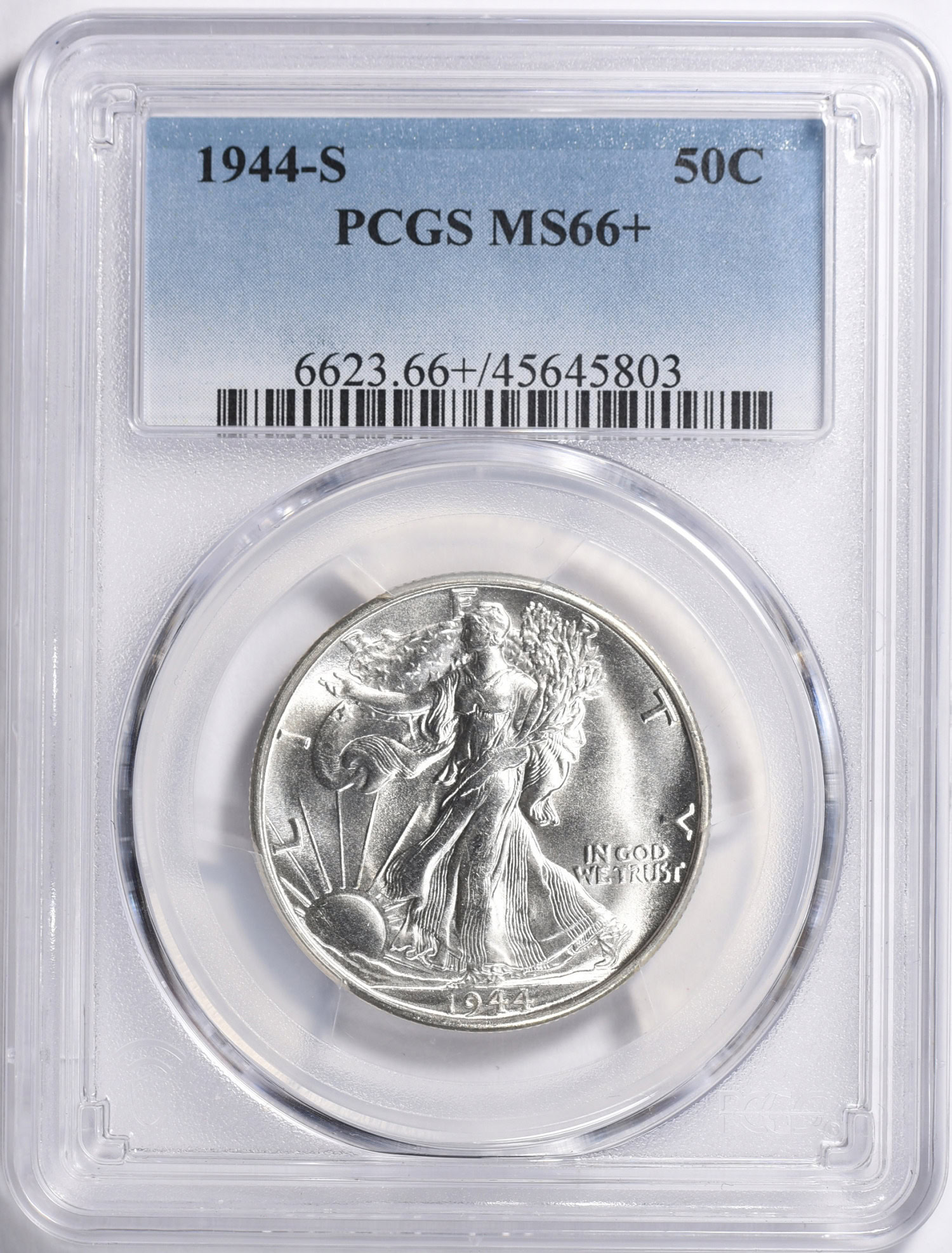 1944-S Walking Liberty Half Dollar PCGS MS-66+ (Item 1308290) | GreatCollections Coin Auctions
