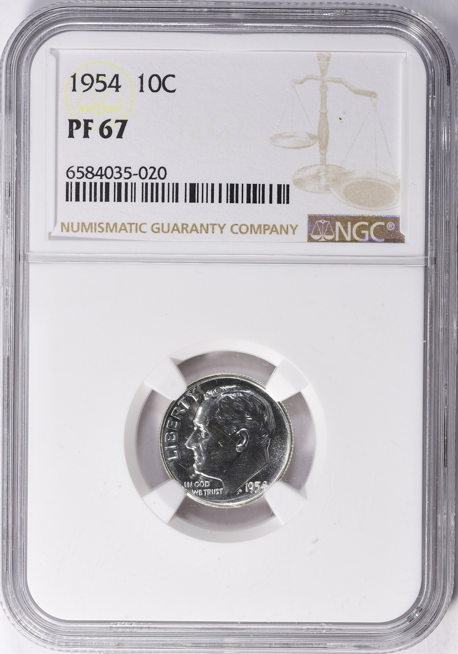 1954 Roosevelt Dime NGC Proof-67 (Item 1308507) | GreatCollections Coin Auctions