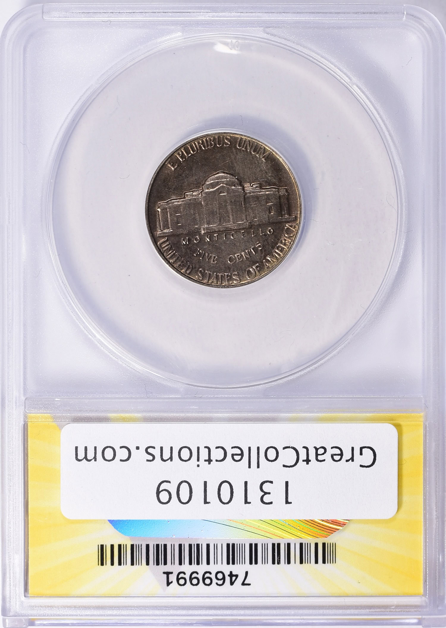 1959 Jefferson Nickel Improper Alloy Mix Black Beauty ANACS MS-65 (Item ...