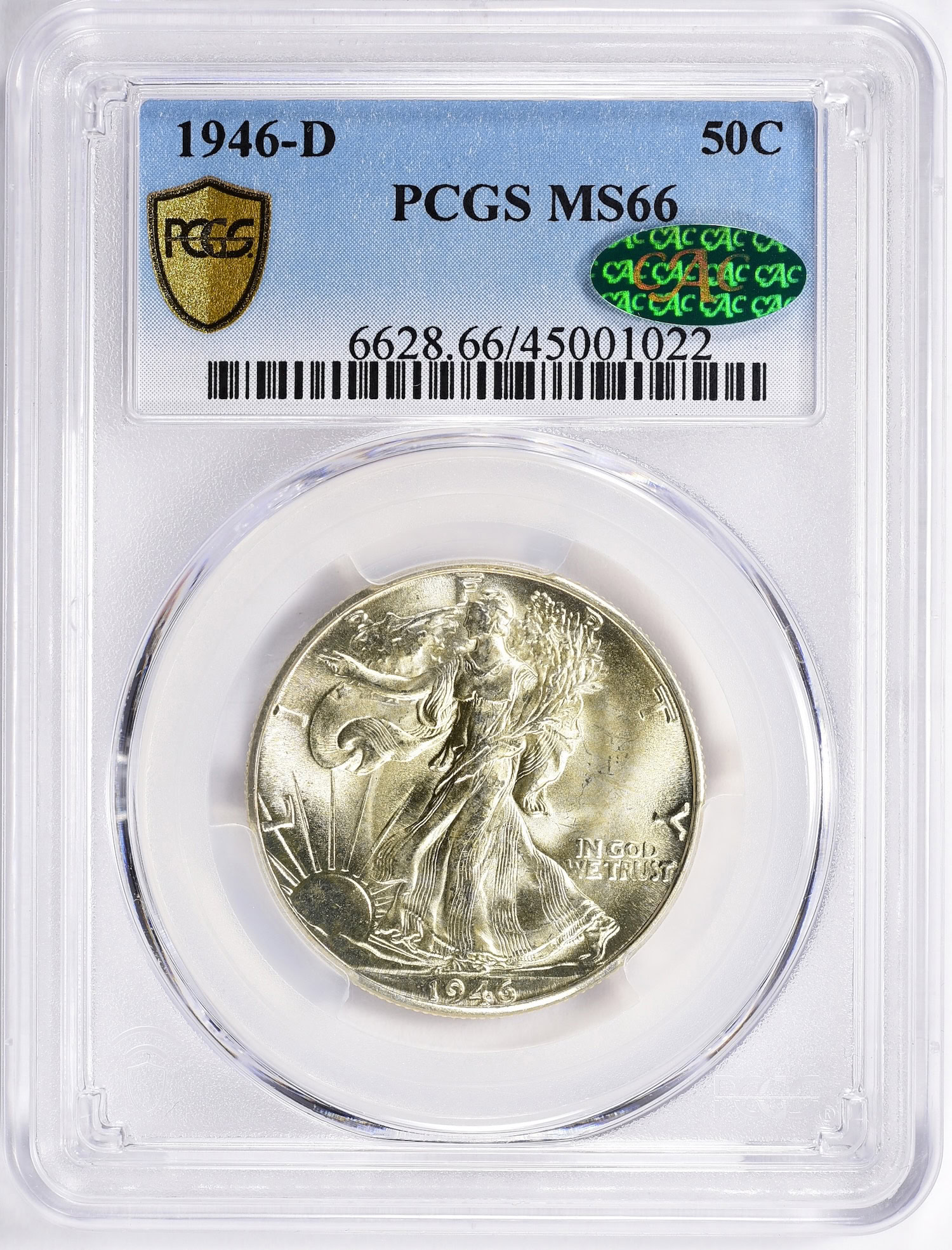 1946-D Walking Liberty Half Dollar PCGS MS-66 (CAC Green) (Item 1311030) | GreatCollections Coin ...
