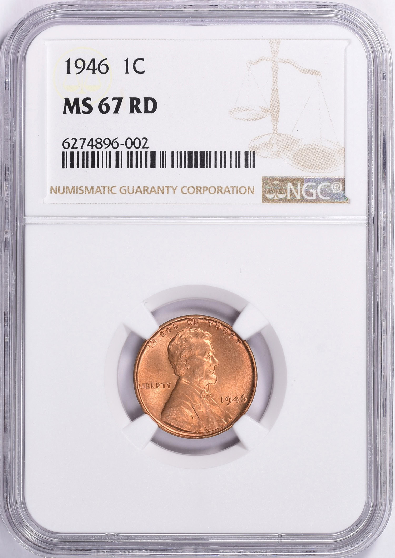 1946 Lincoln Cent NGC MS-67 RD (Item 1311726) | GreatCollections Coin Auctions
