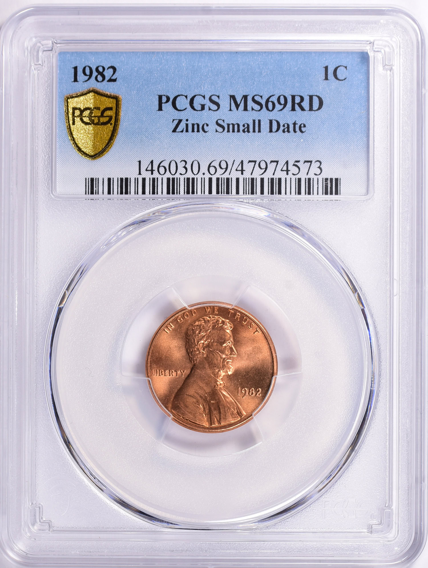 1982 Lincoln Cent Zinc. Small Date PCGS MS-69 RD (Item 1312081 ...