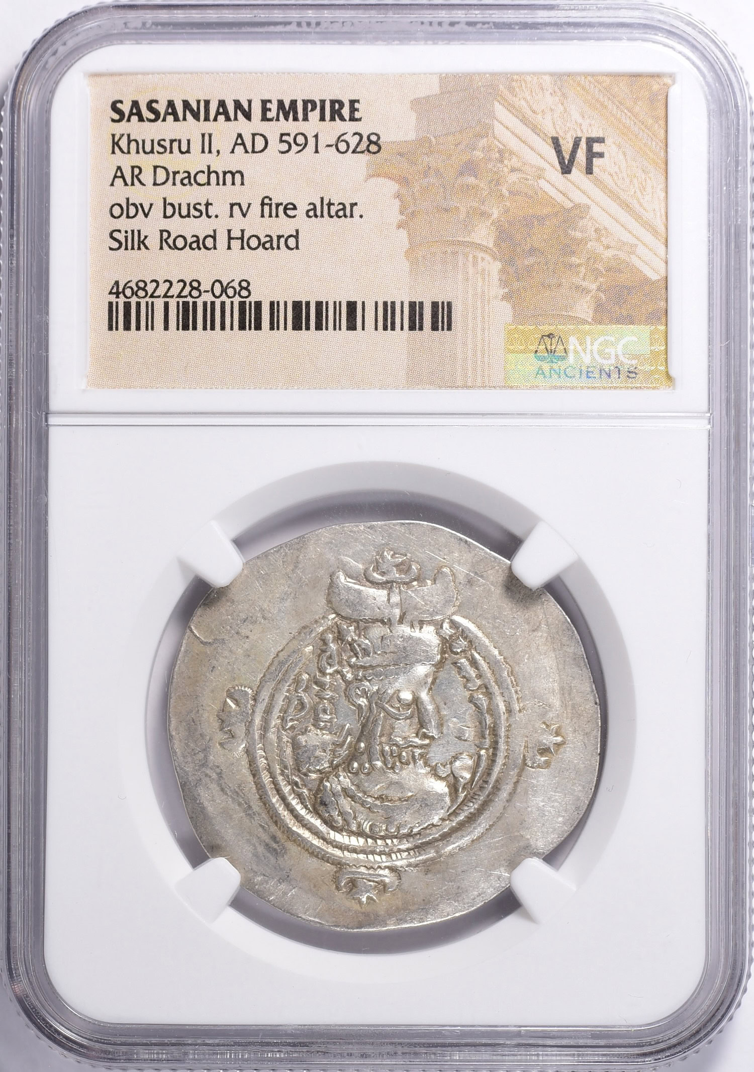 Ancient Sasanian Empire, Khusru II (A.D. 591-628) AR Drachm NGC VF (Ex ...