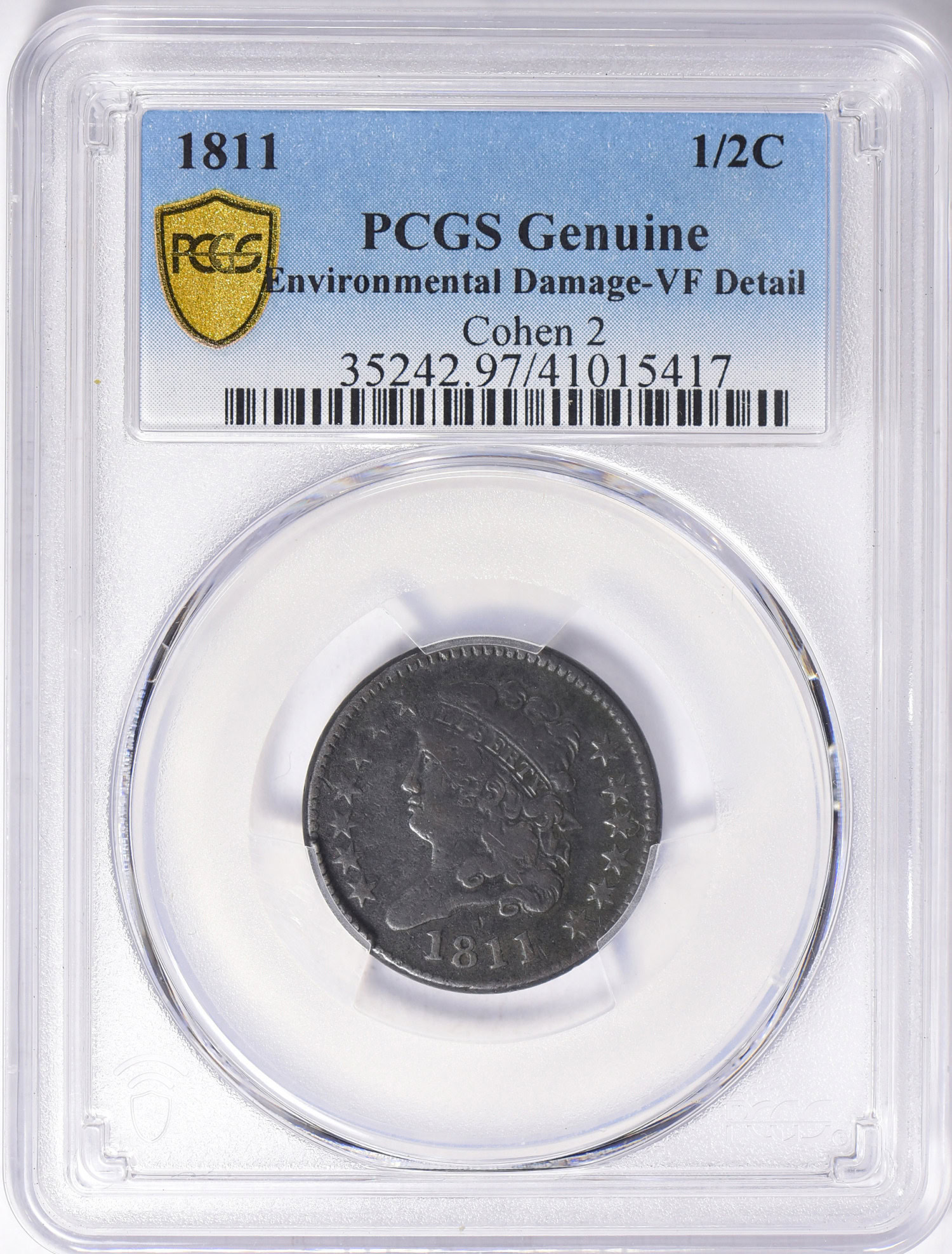 1811 Classic Half Cent Cohen 2 PCGS Genuine VF Details (Item 1320675 ...