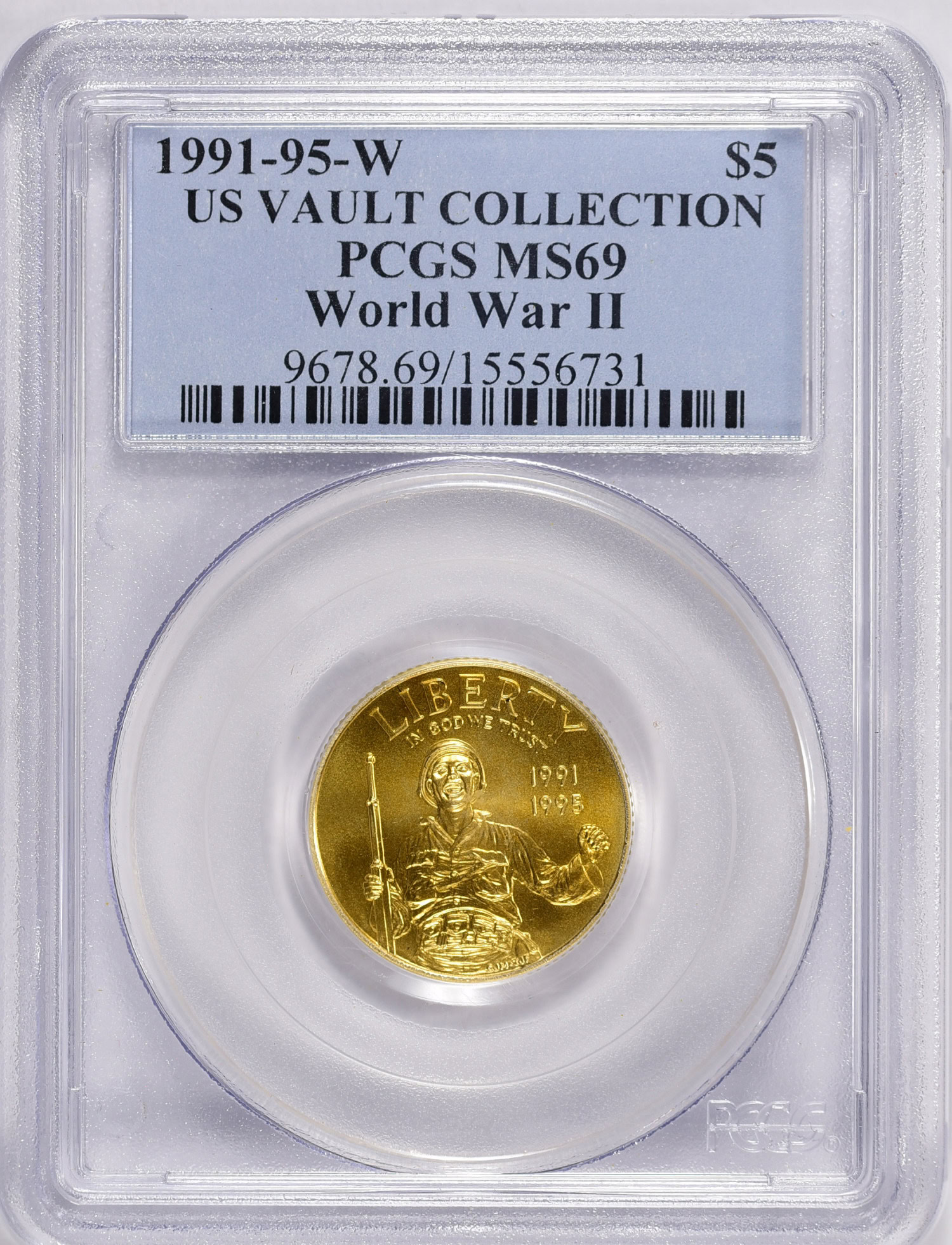 1991-95-W 50th Anniversary of World War II Gold $5 PCGS MS-69 (US Vault ...