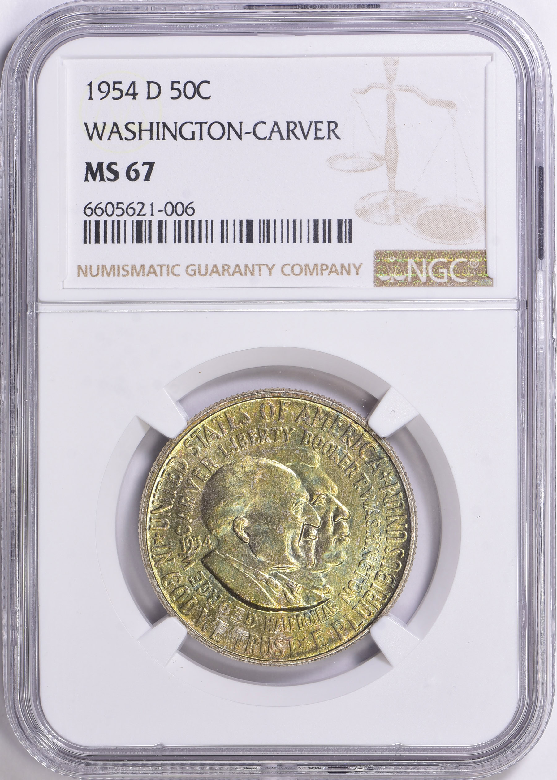 1954-D Carver/Washington Commemorative Half Dollar NGC MS-67 (Toned) (Item 1325619 ...