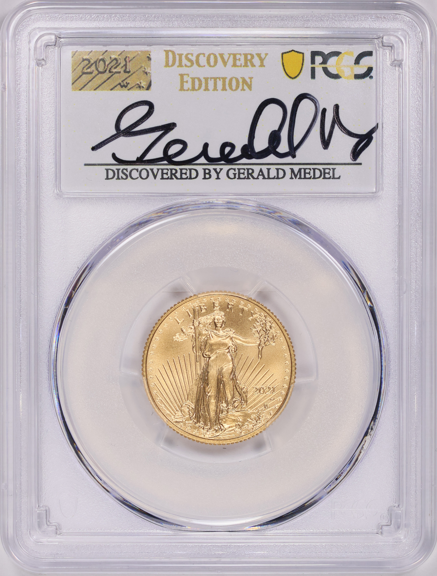 2021-W $10 Quarter-Ounce Gold American Eagle Type 2 Unfinished Proof Dies PCGS MS-70 (Gerald ...