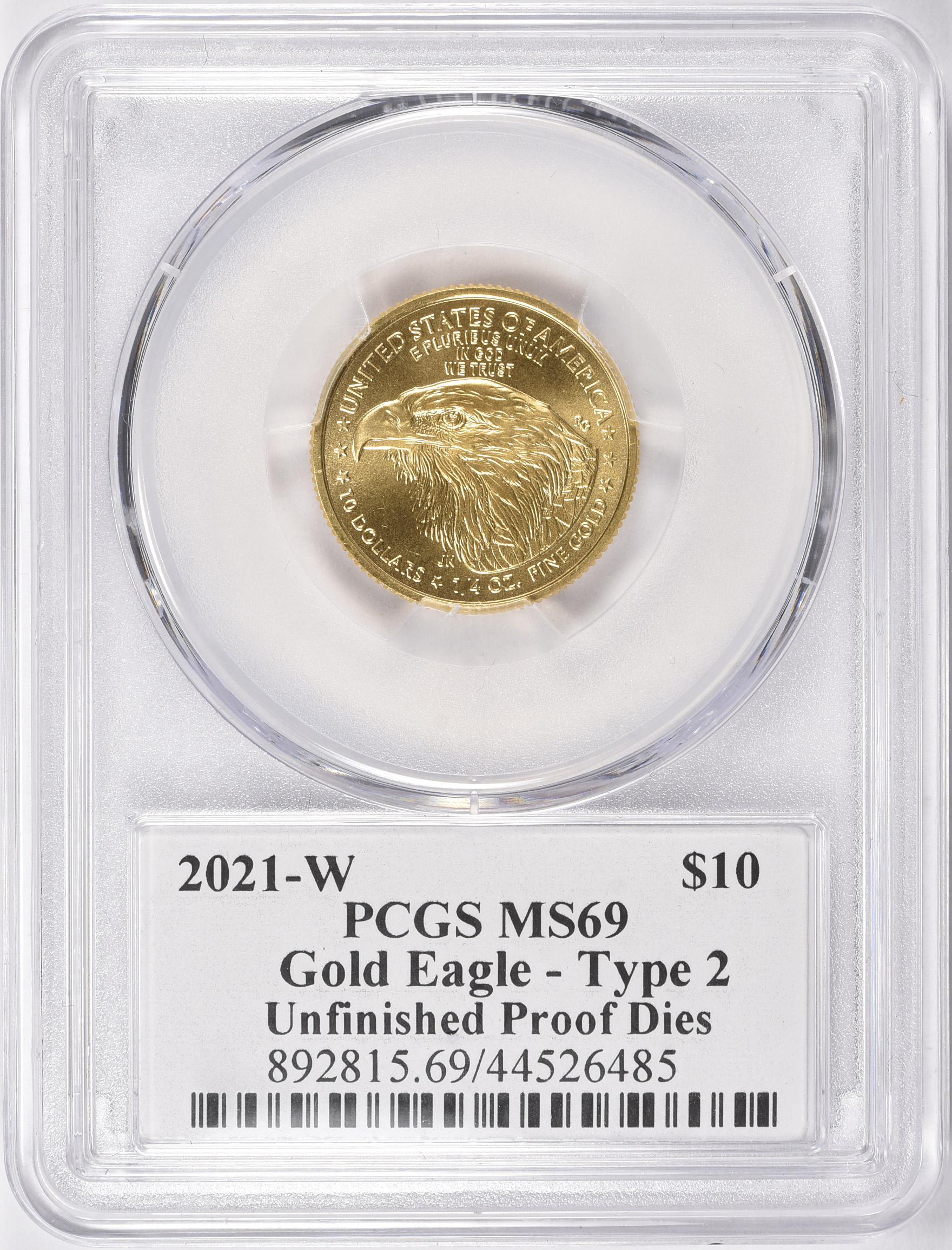 2021-W $10 Quarter-Ounce Gold American Eagle Type 2 Unfinished Proof ...
