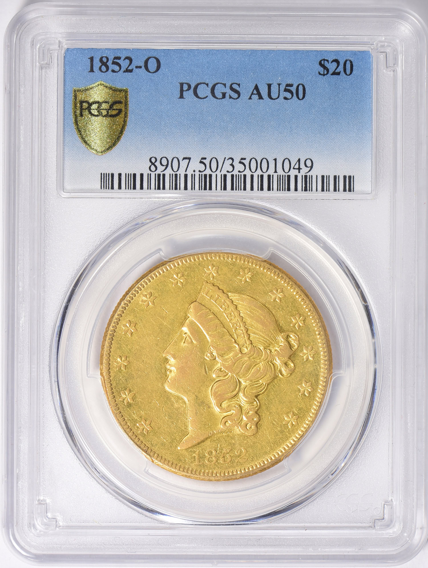 1852-O Liberty Gold Double Eagle PCGS AU-50 (Item 1330562) | GreatCollections Coin Auctions