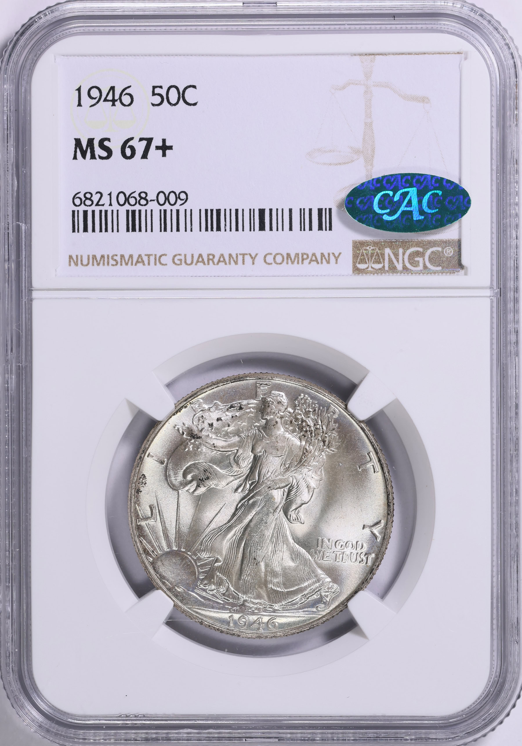 1946 Walking Liberty Half Dollar NGC MS-67+ (CAC Green) (Toned) (Item 1330755 ...