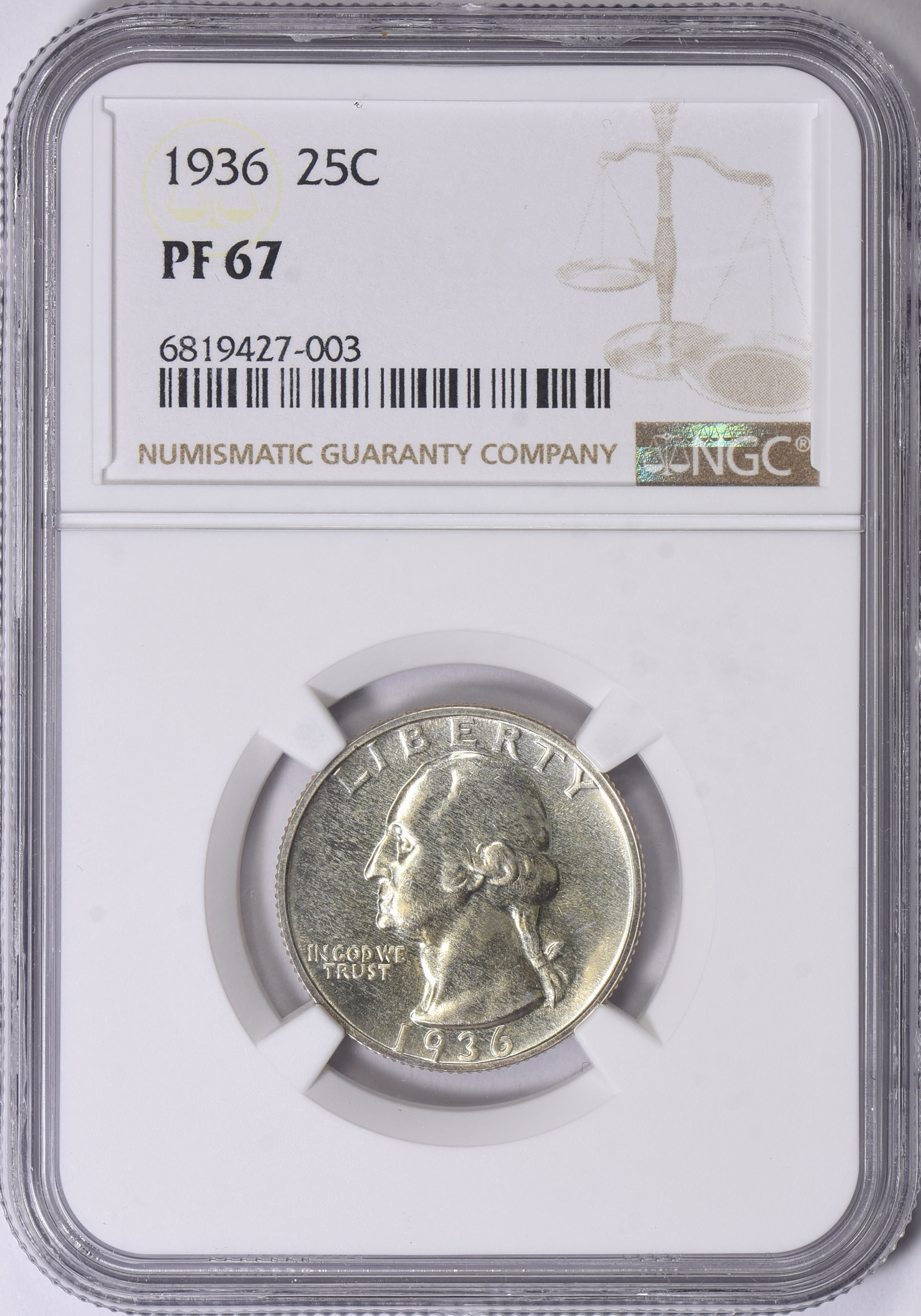 1936 Washington Quarter NGC Proof-67 (Item 1330774) | GreatCollections ...
