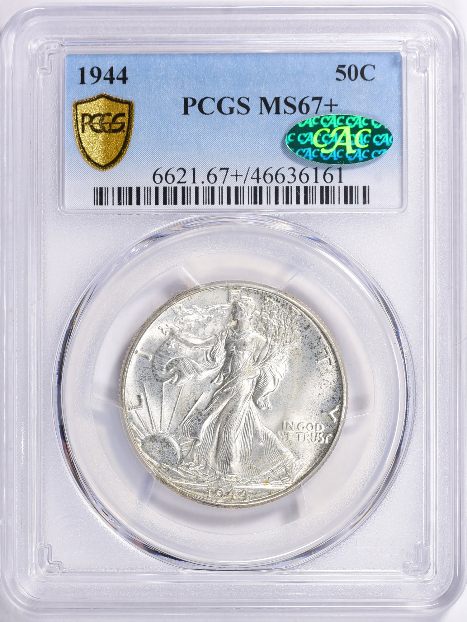 1944 Walking Liberty Half Dollar PCGS MS-67+ (CAC Green) (Item 1330779) | GreatCollections Coin ...