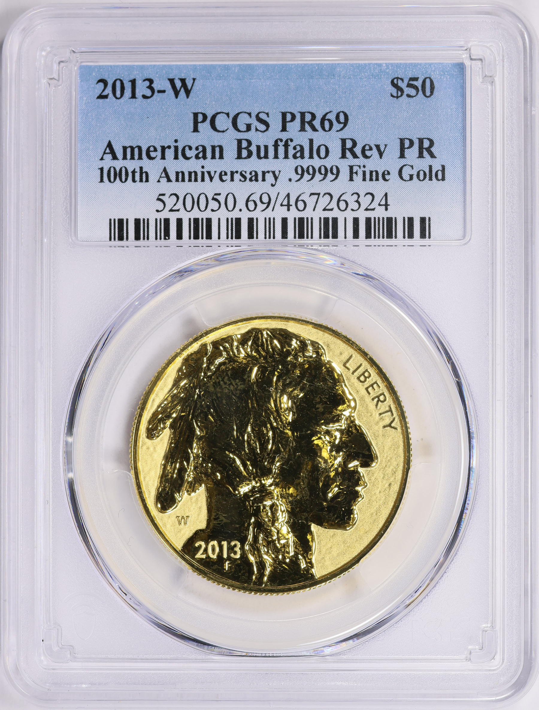 2013-W $50 One-Ounce Gold American Buffalo Reverse Proof PCGS Proof-69 (Item 1331324 ...