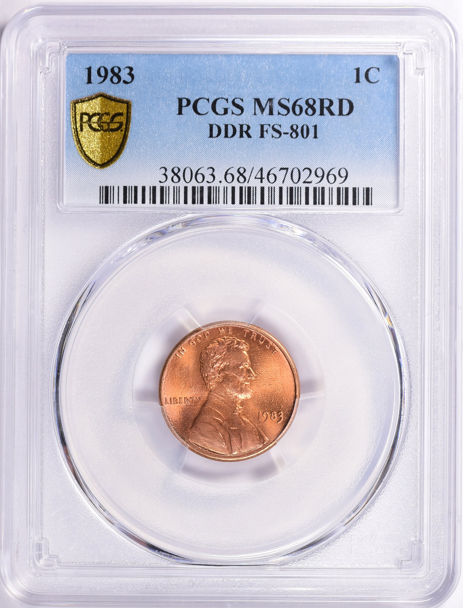 1983 Lincoln Cent Doubled Die Reverse FS-801 PCGS MS-68 RD (Item ...