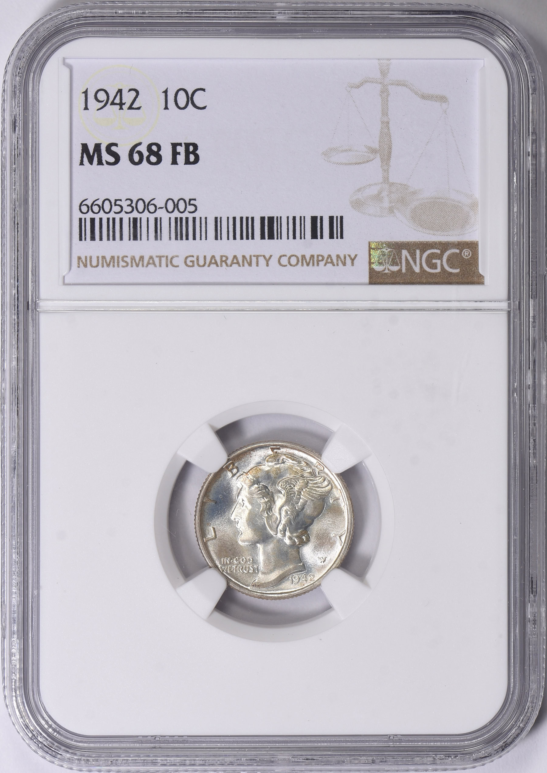 1942 Mercury Dime NGC MS-68 FB (Item 1338459) | GreatCollections Coin Auctions