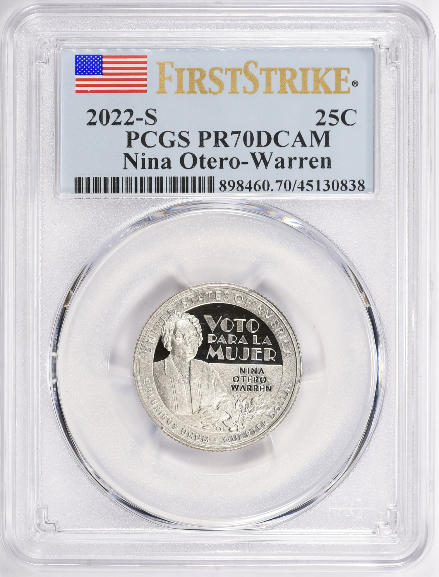 2022-S American Women Quarter Nina Otero-Warren First Strike PCGS Proof ...