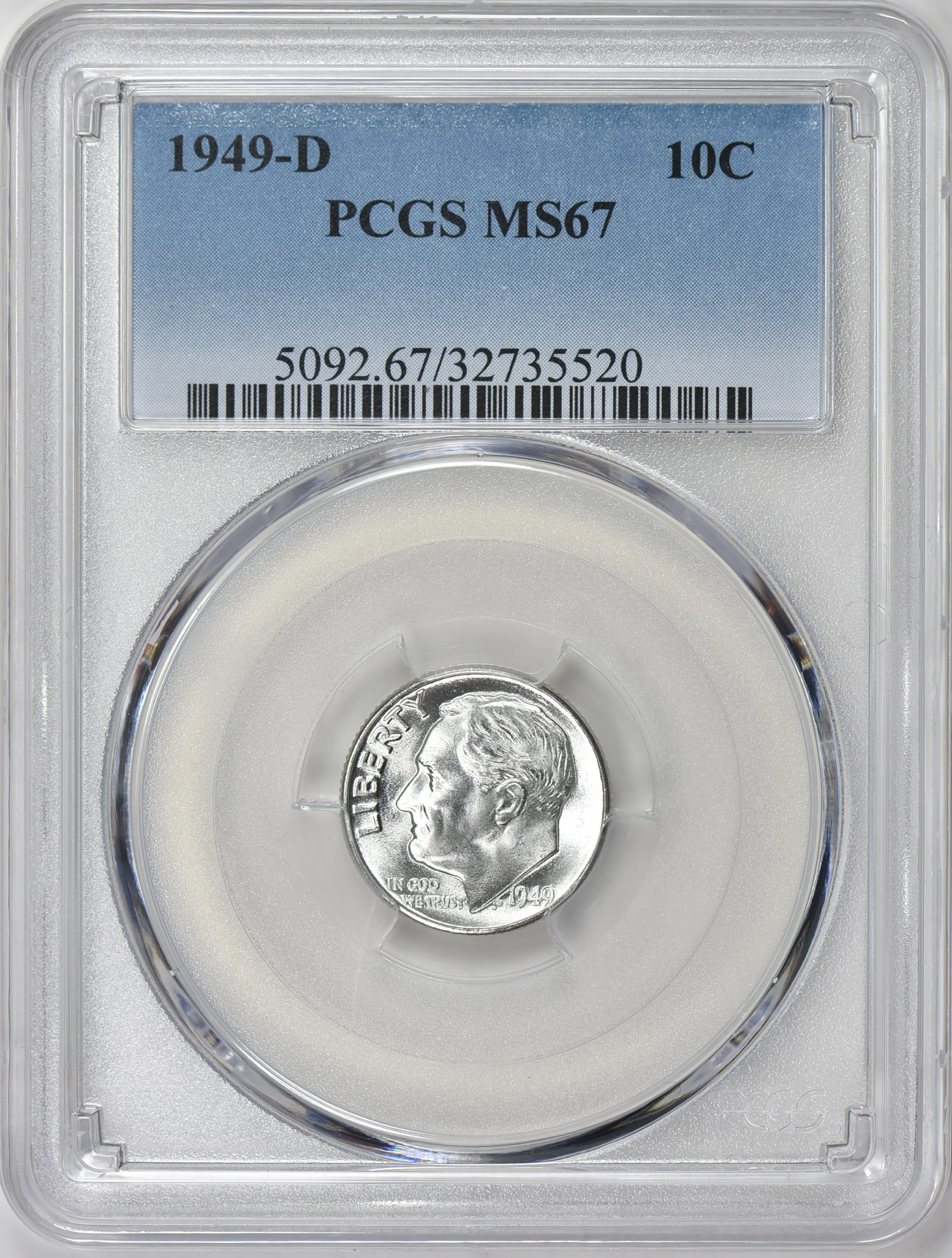 1949-D Roosevelt Dime PCGS MS-67 (Item 1338697) | GreatCollections Coin Auctions