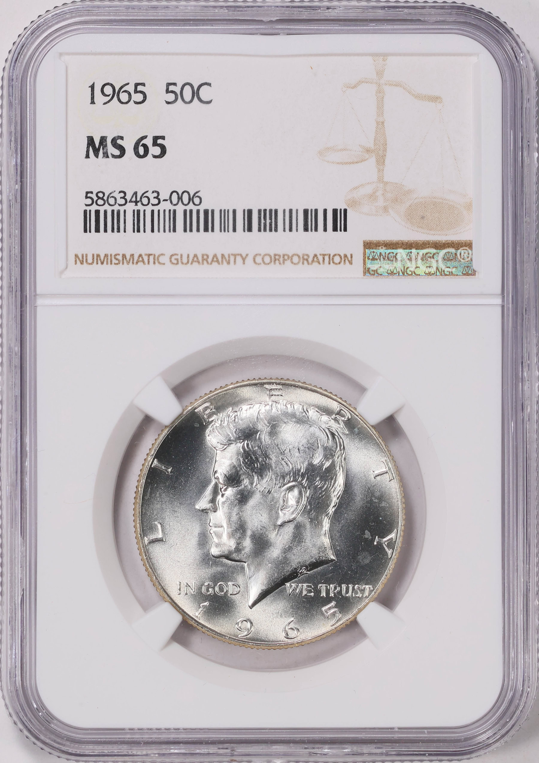 1965 Kennedy Half Dollar NGC MS-65 (Item 1340280) | GreatCollections Coin Auctions