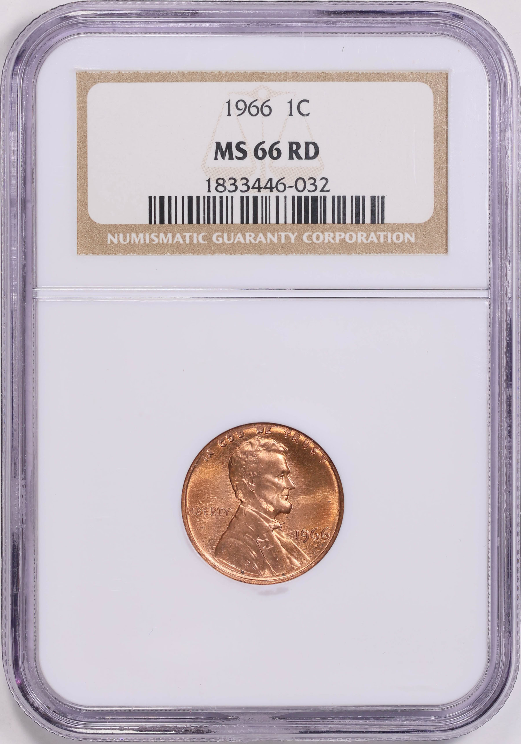 1966 Lincoln Cent NGC MS-66 RD (Item 1340282) | GreatCollections Coin Auctions