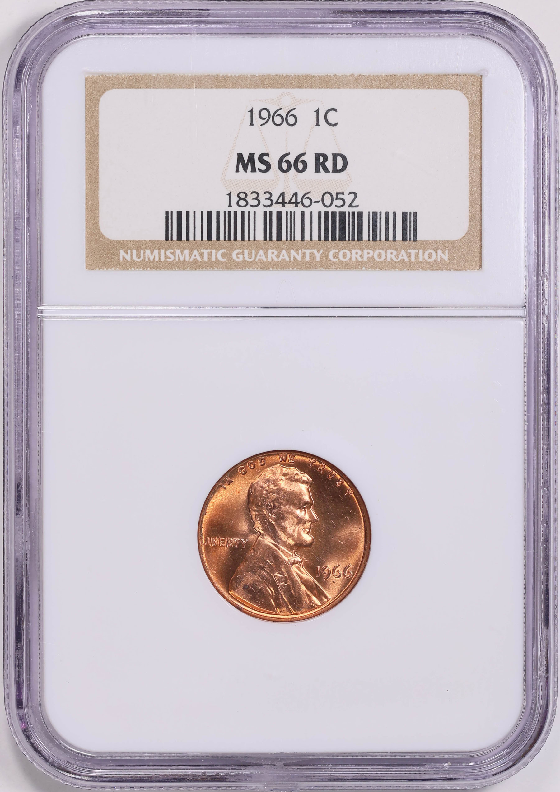 1966 Lincoln Cent NGC MS-66 RD (Item 1340286) | GreatCollections Coin Auctions